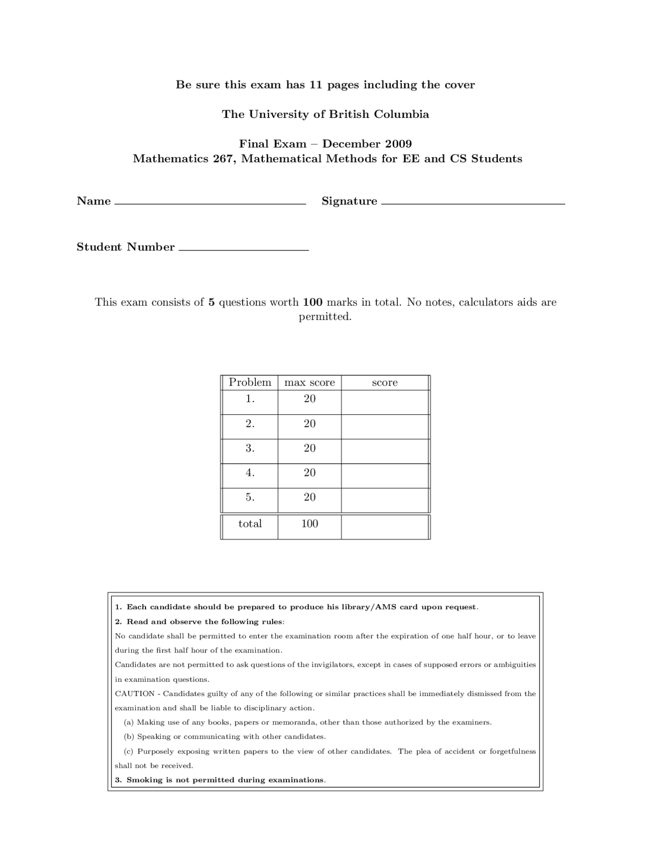 Solution Mathematical Methods Exam Docsity