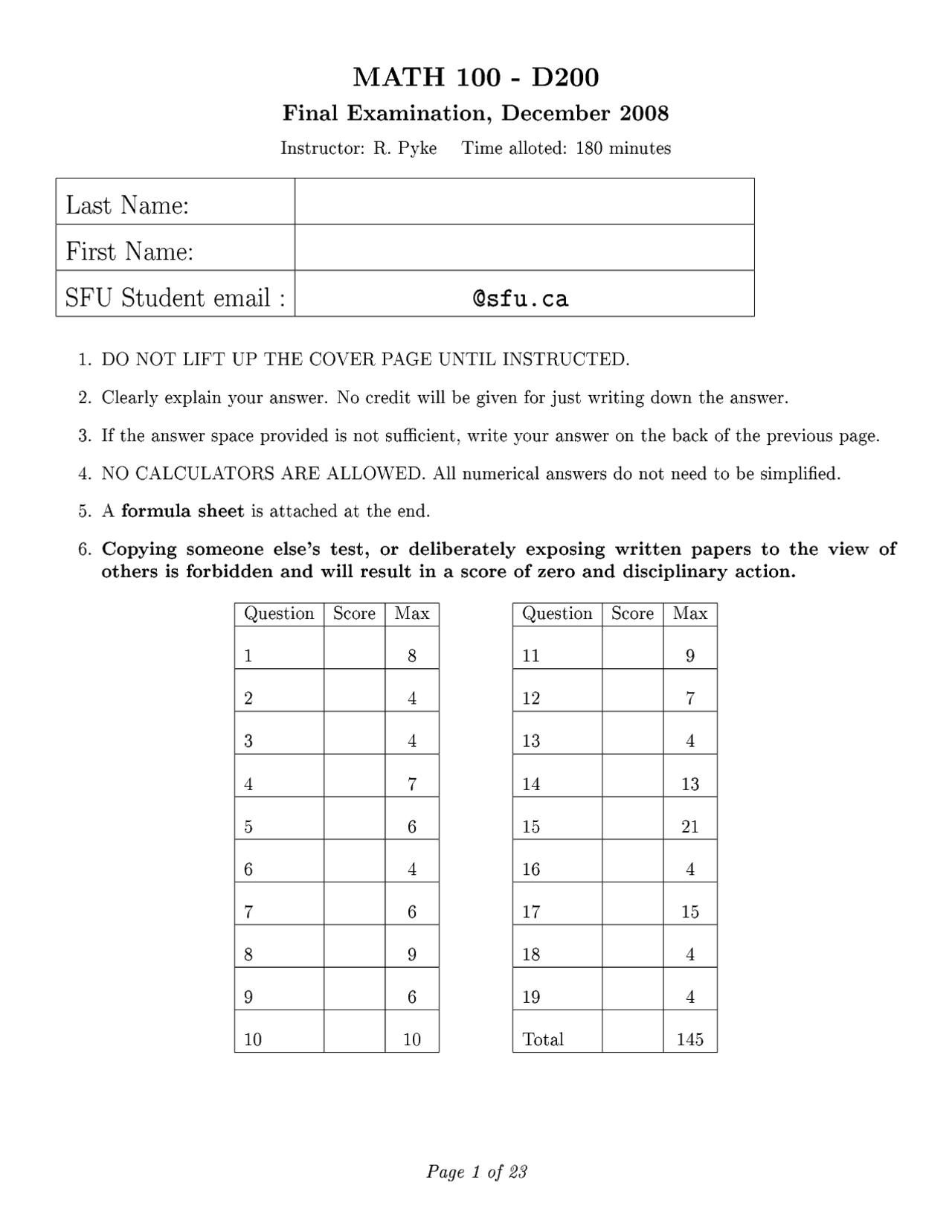 Inequalities Or Equations Precalculus Exam Docsity