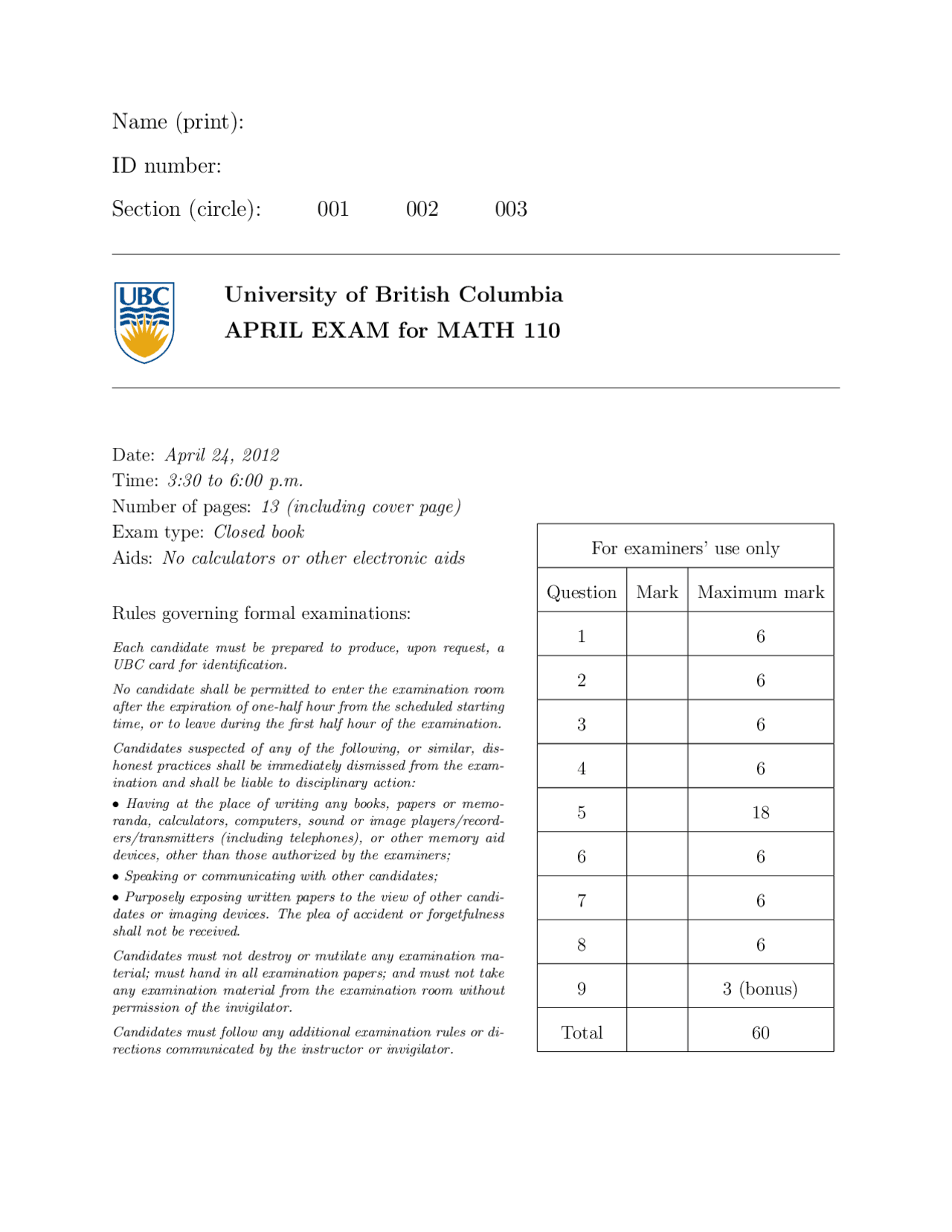 Rough Work - Mathematics - Exam - Docsity