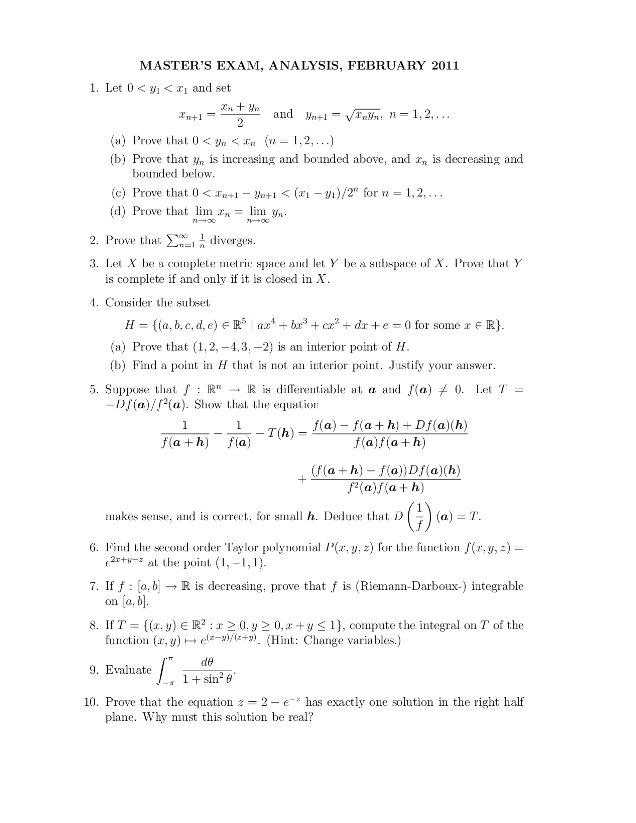 Increasing Analysis Exam Docsity