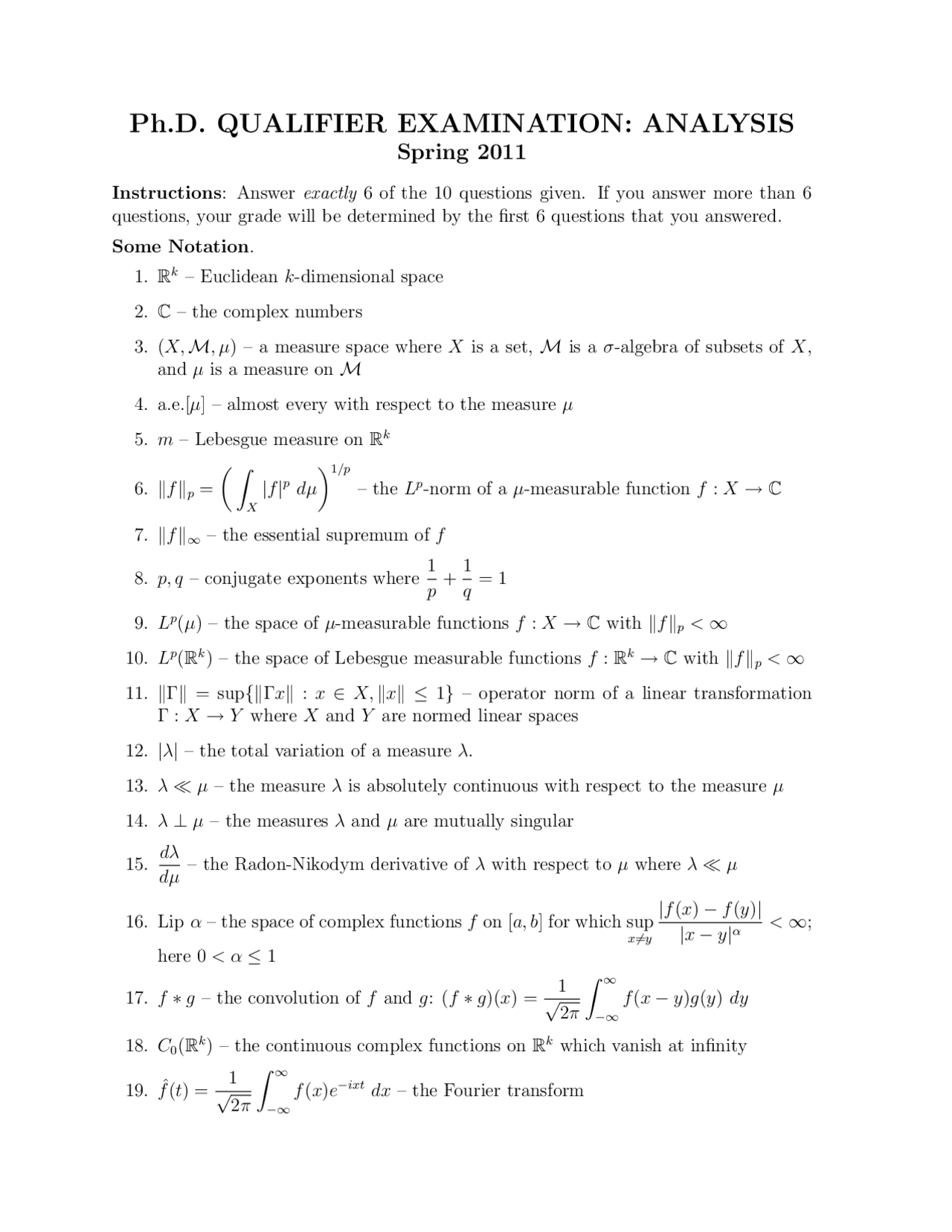 Essential Supremum - Analysis - Exam - Docsity