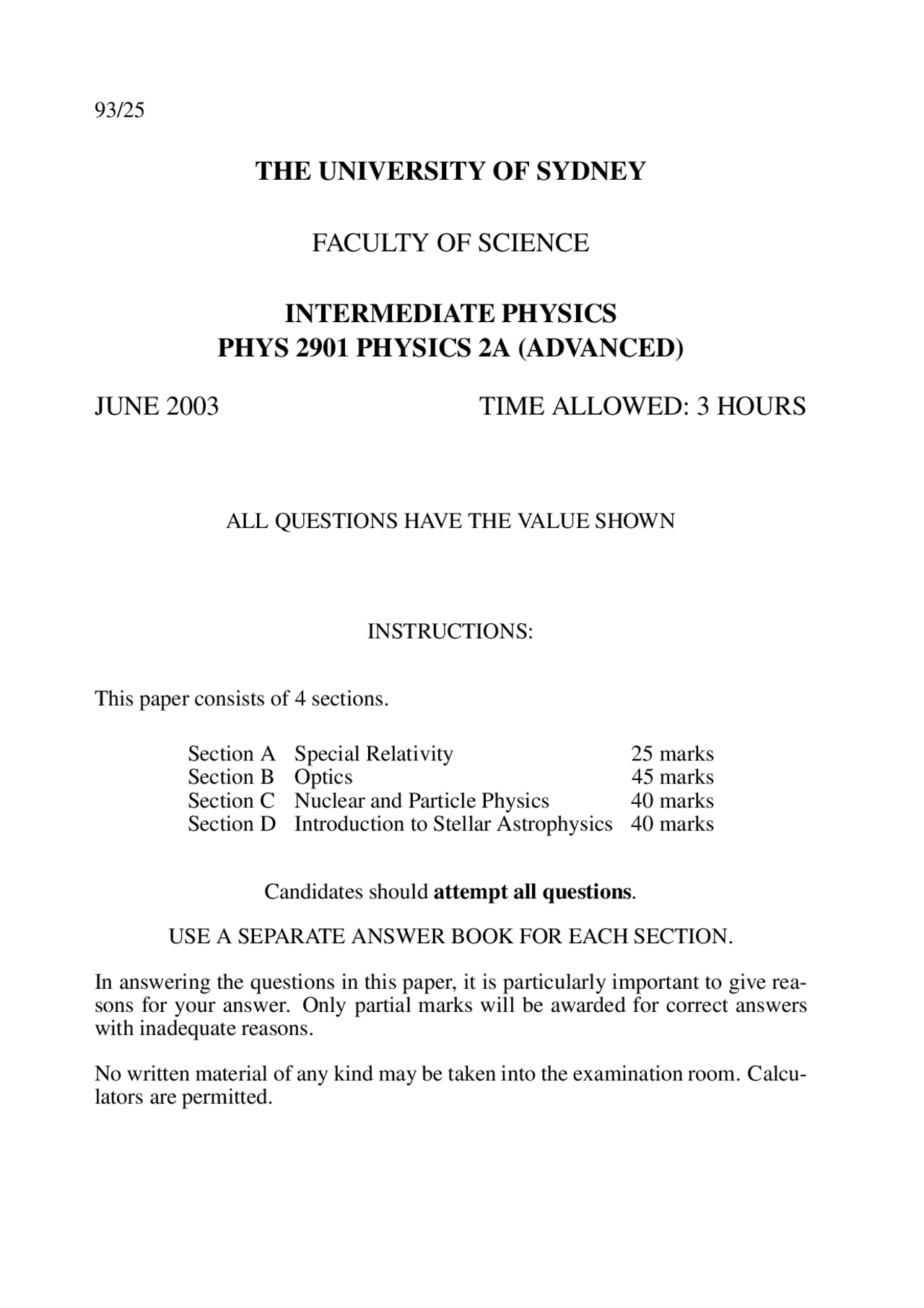 Proper Length of Object - Intermediate Physics - Exam - Docsity