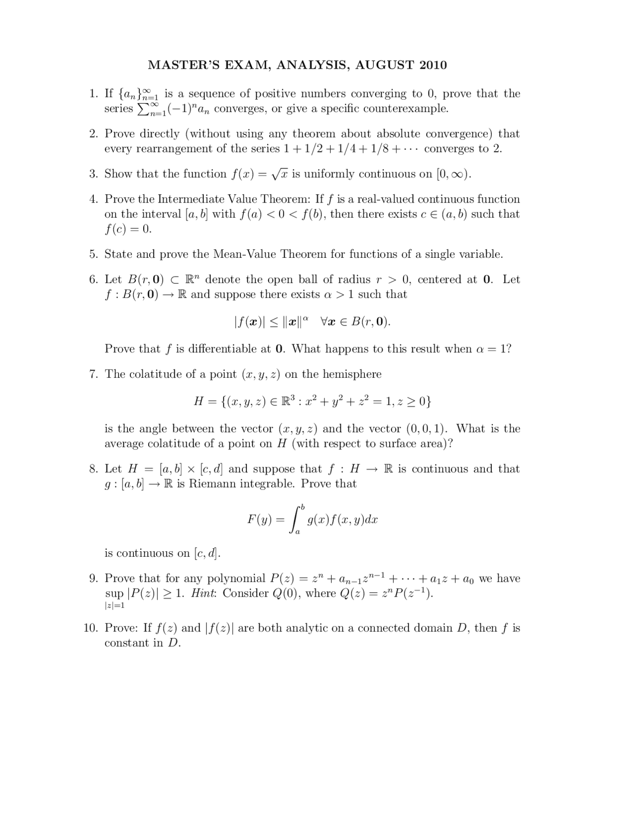 Function Analysis Exam Docsity