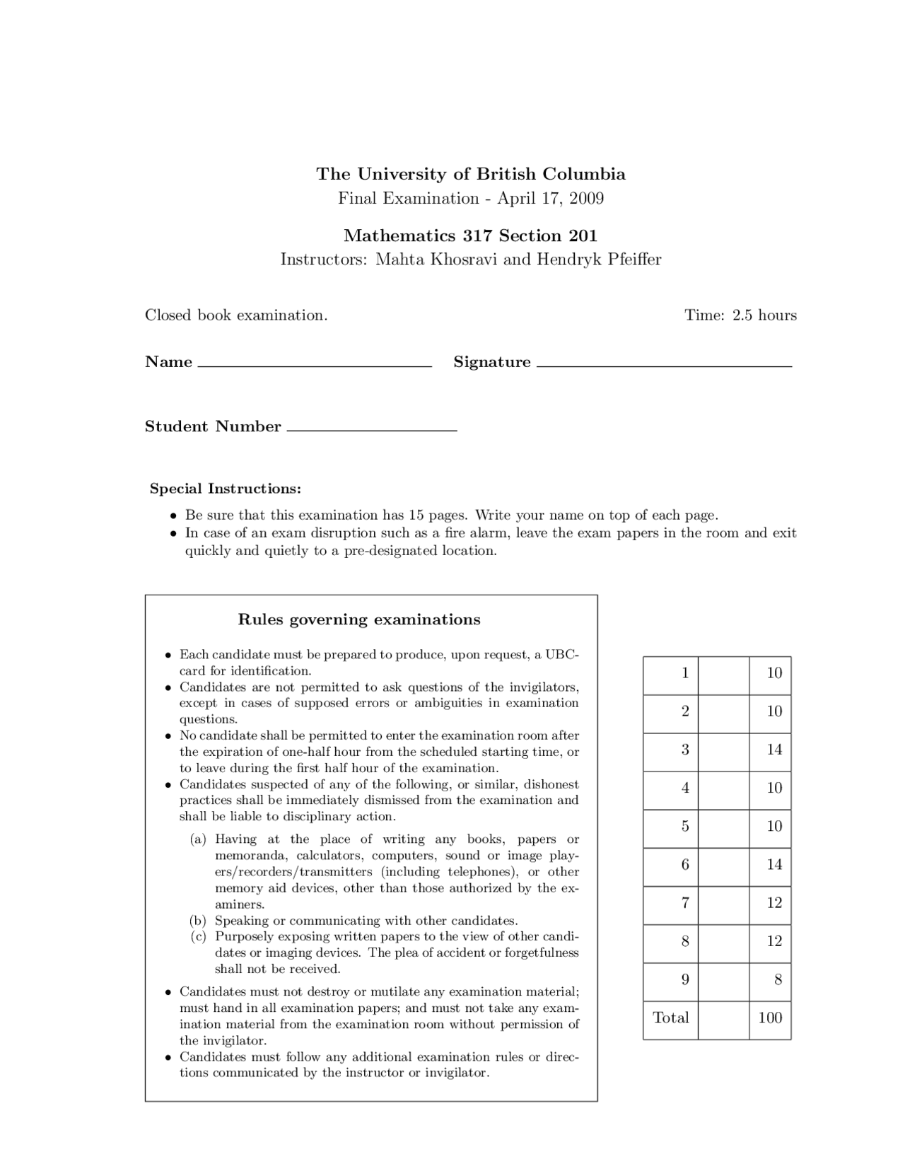 Paraboloid Mathematics Exam Docsity