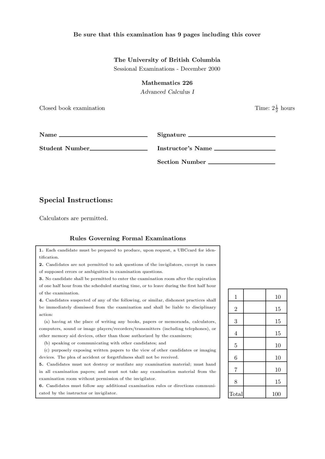 Surface Advanced Calculus Exam Docsity