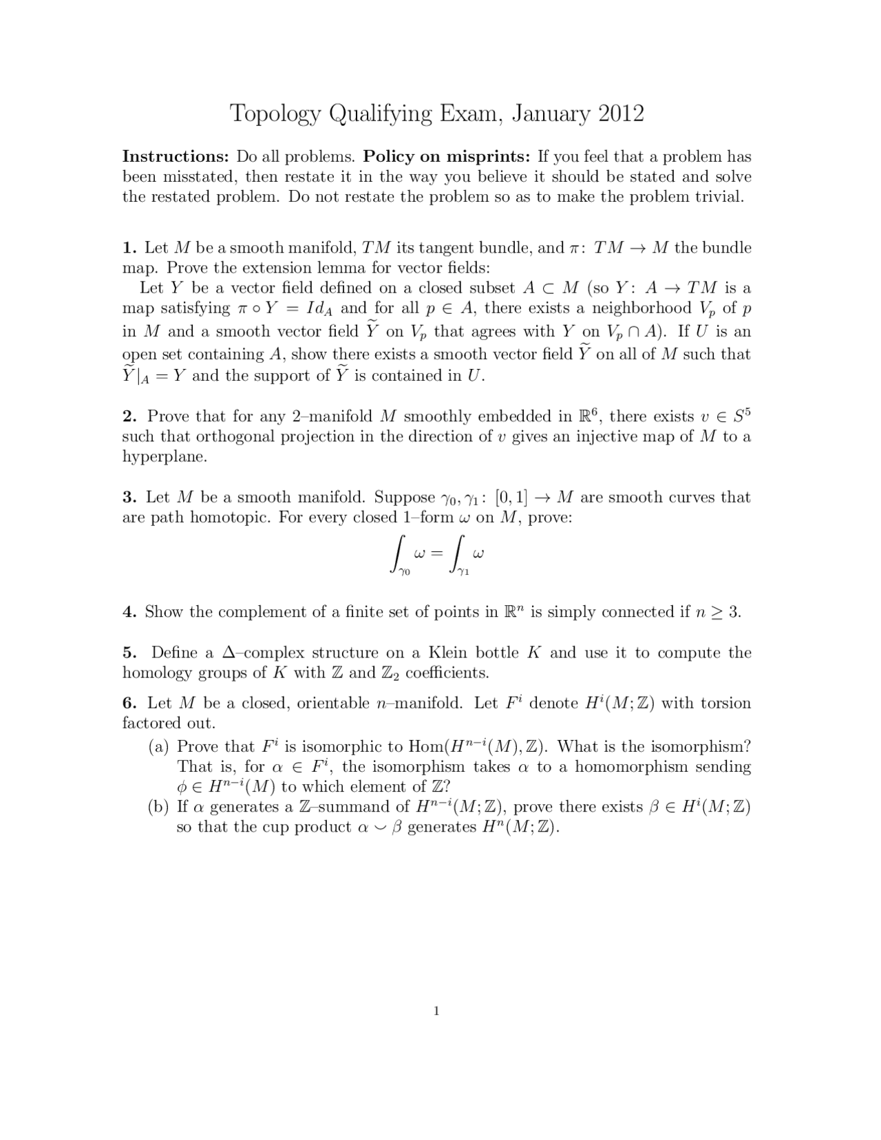 Smooth Vector Topology Exam Docsity
