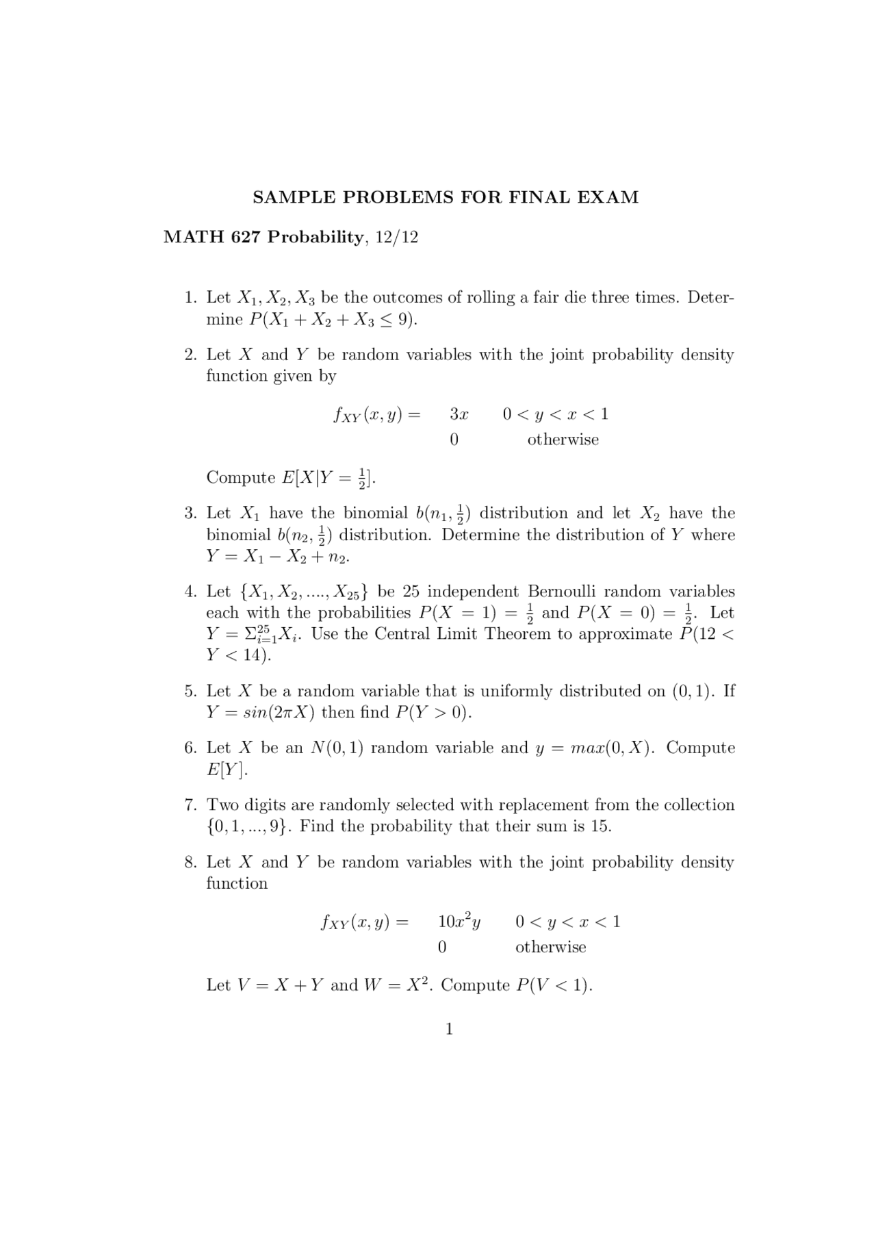 Binomial - Probability - Exam | Exams Probability and Statistics | Docsity