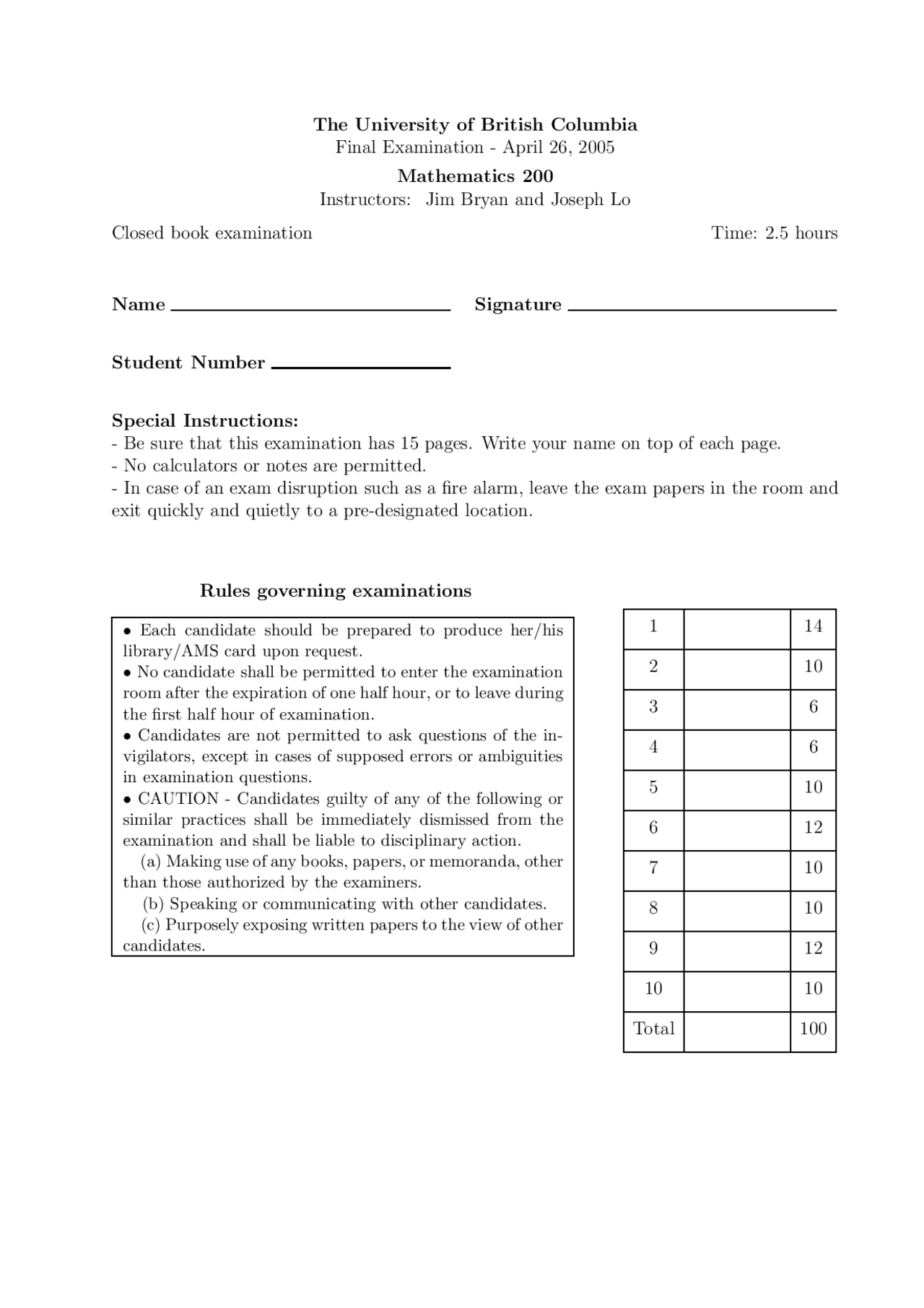 Local Minima - Mathematics - Exam - Docsity