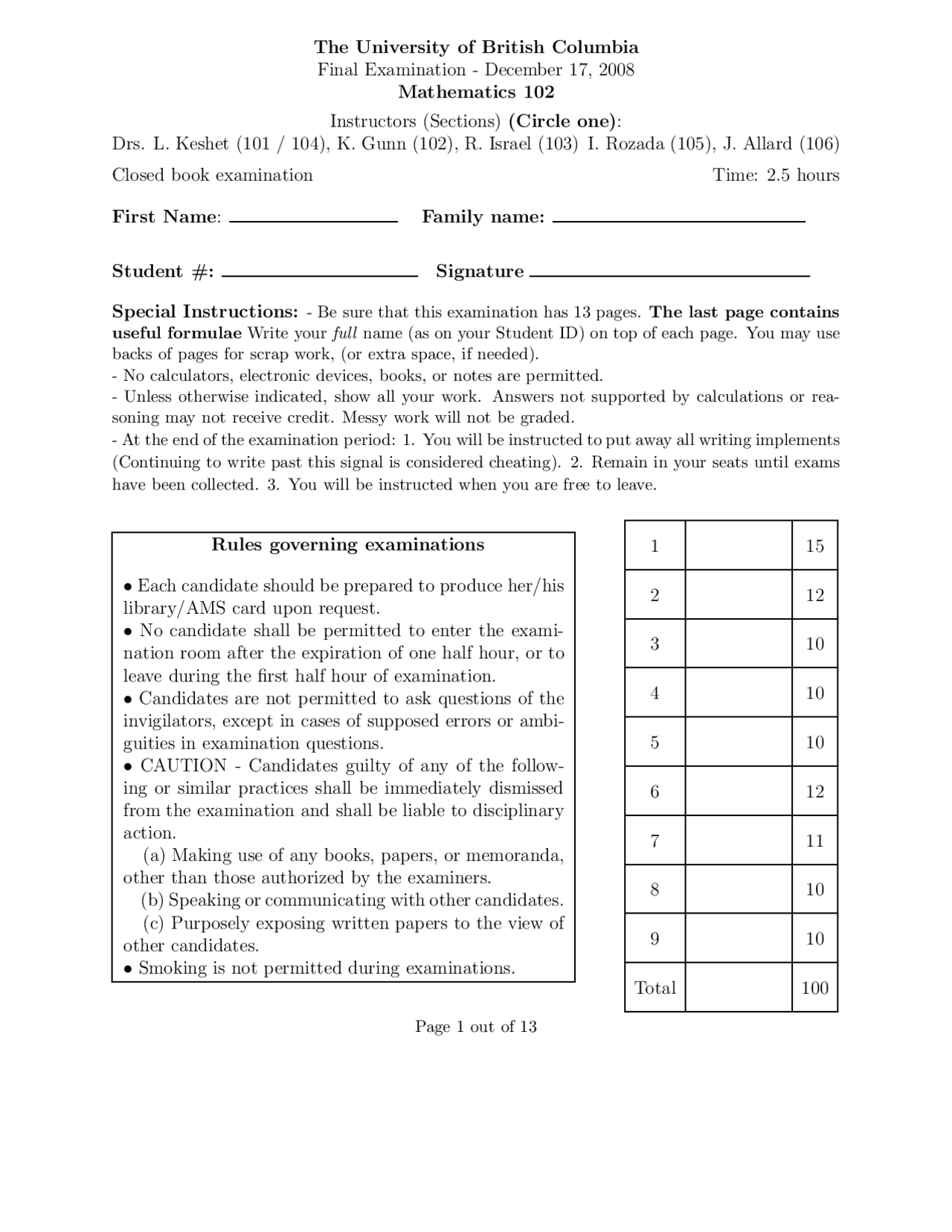 Tangent Line Differential Calculus Exam Docsity