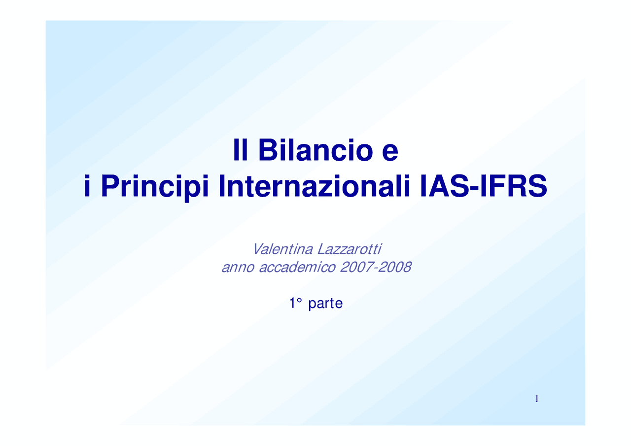 Il Bilancio E I Principi Contabili Internazionali Economia Docsity