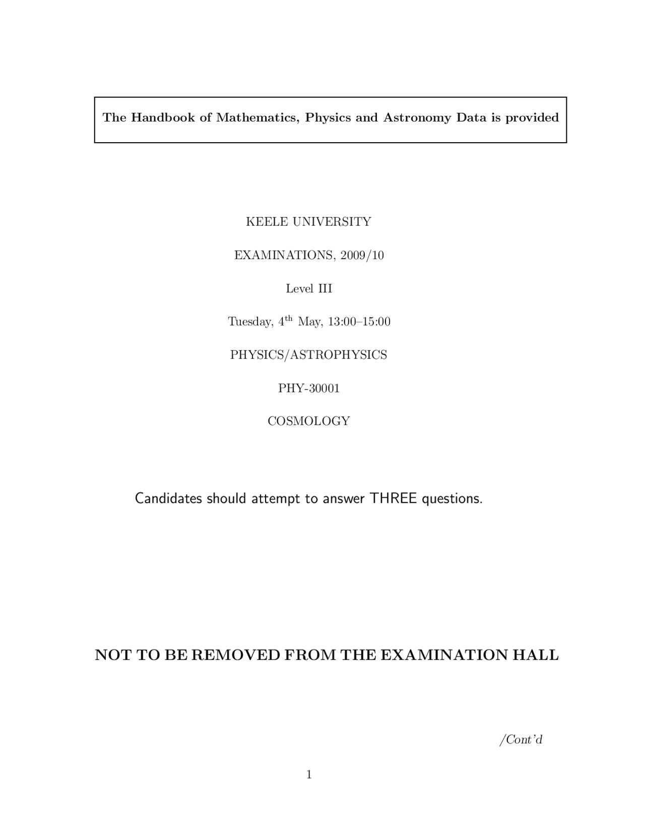 Newtonian Gravity Cosmology Exam Docsity