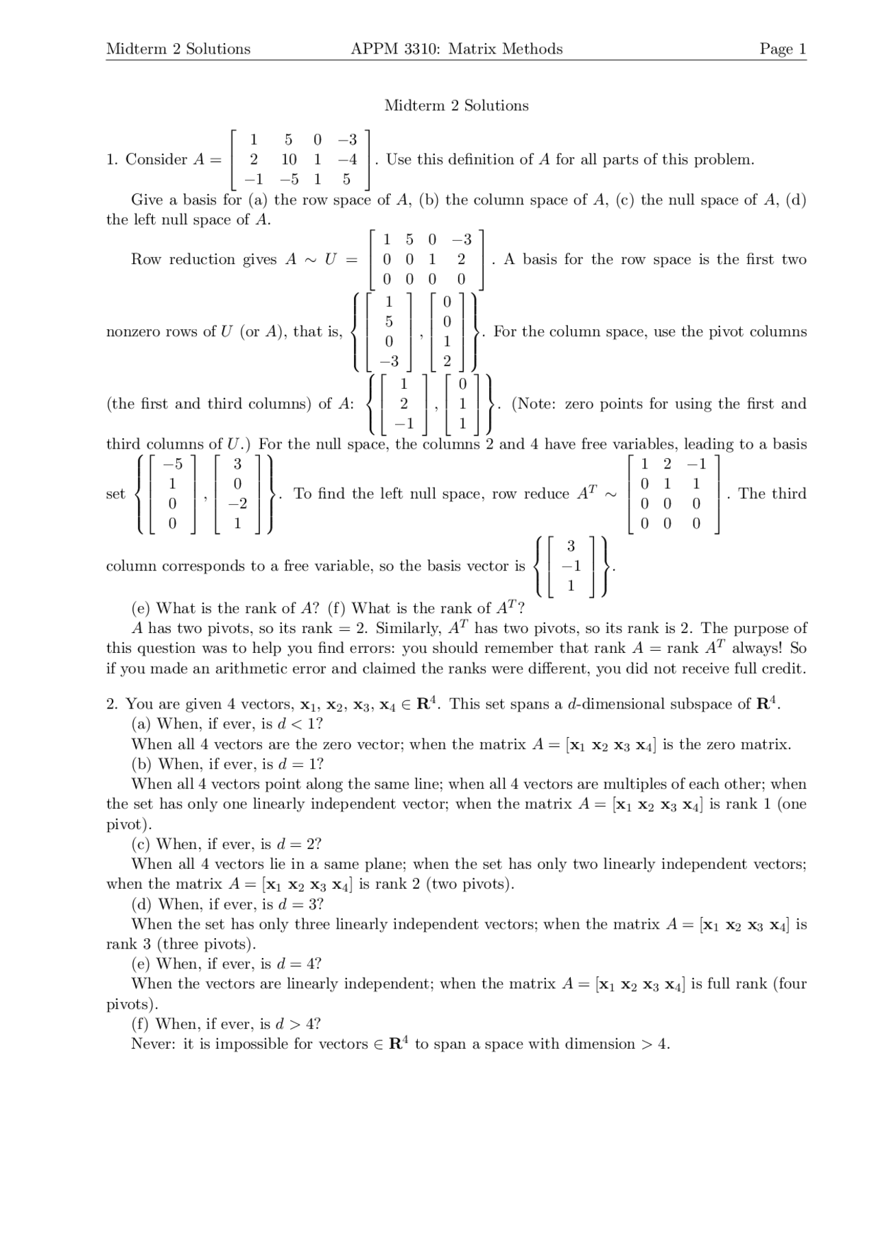Inner Product Matrix Methods Solved Exam Docsity