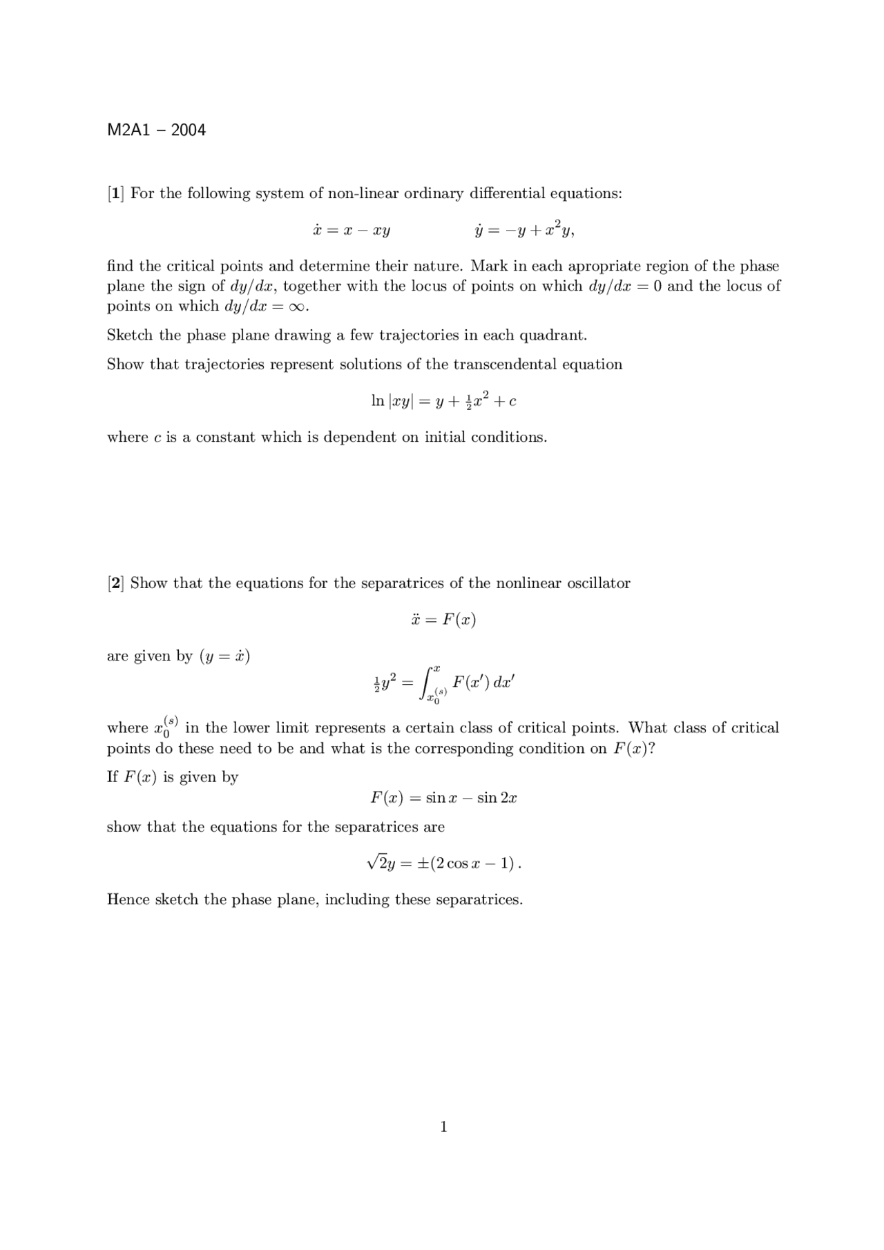 Critical Points Mathematics Exam Docsity