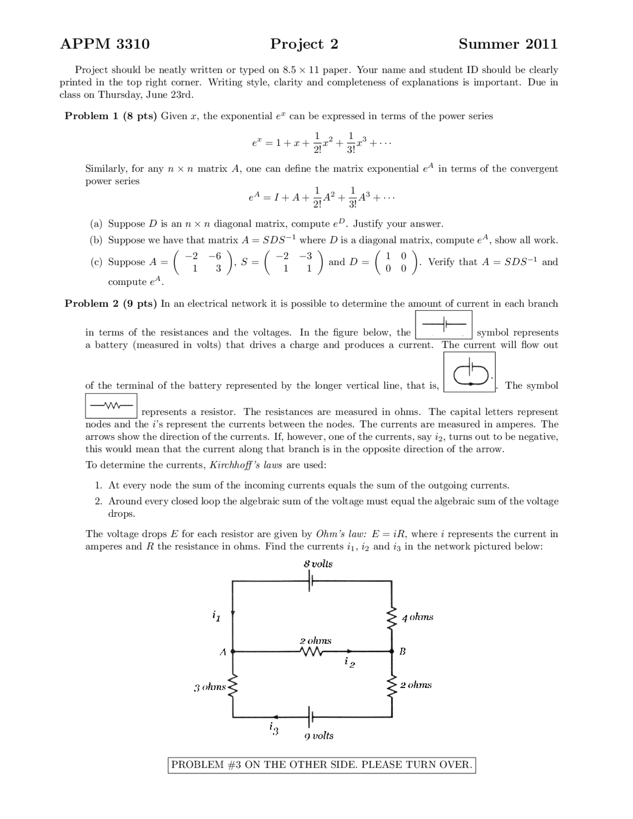 Diagonal Matrix Matrix Methods Exam Docsity