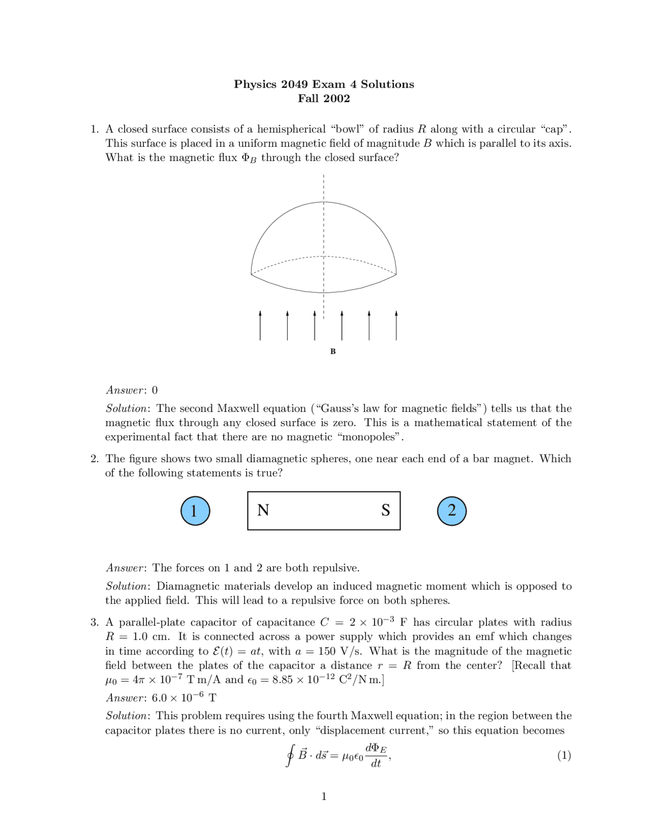 Magnetic Flux Physics With Calculus Solved Exam Docsity