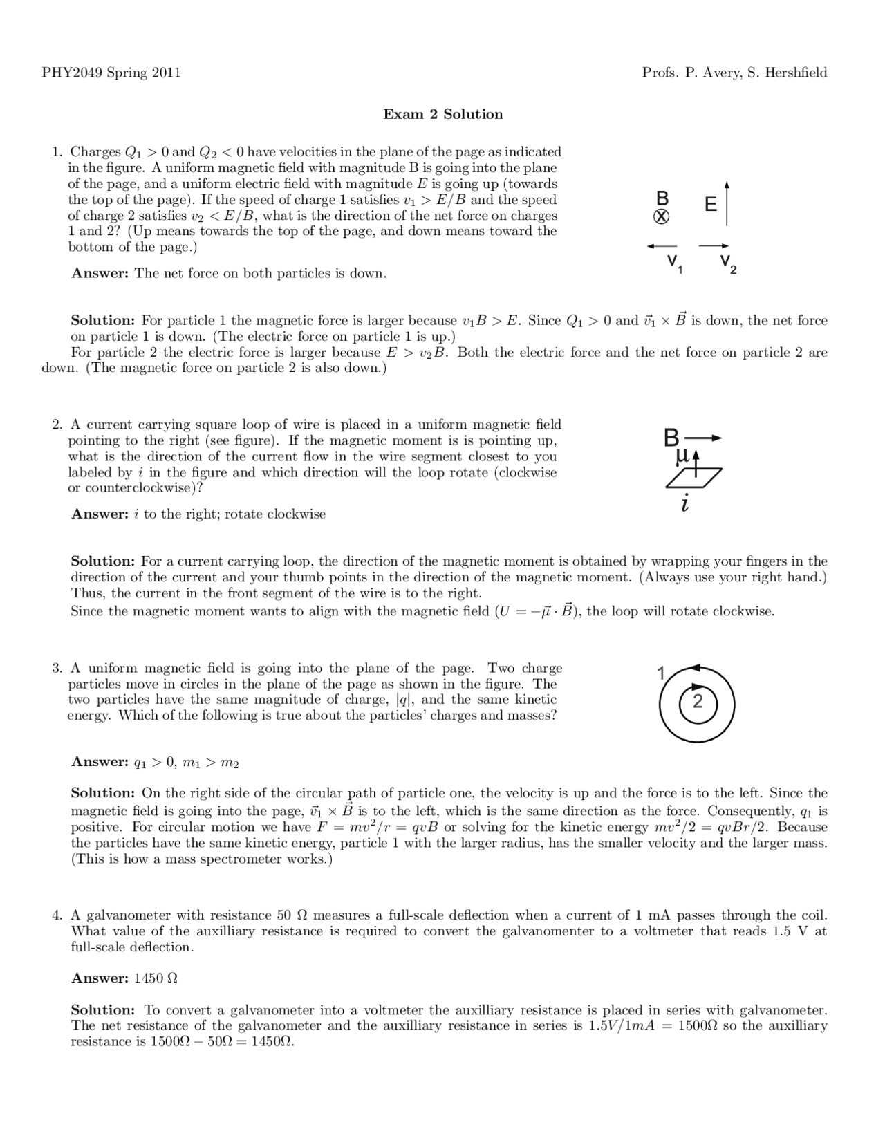 Net Force on Charges - Physics with Calculus - Solved Exam | Exams Calculus | Docsity