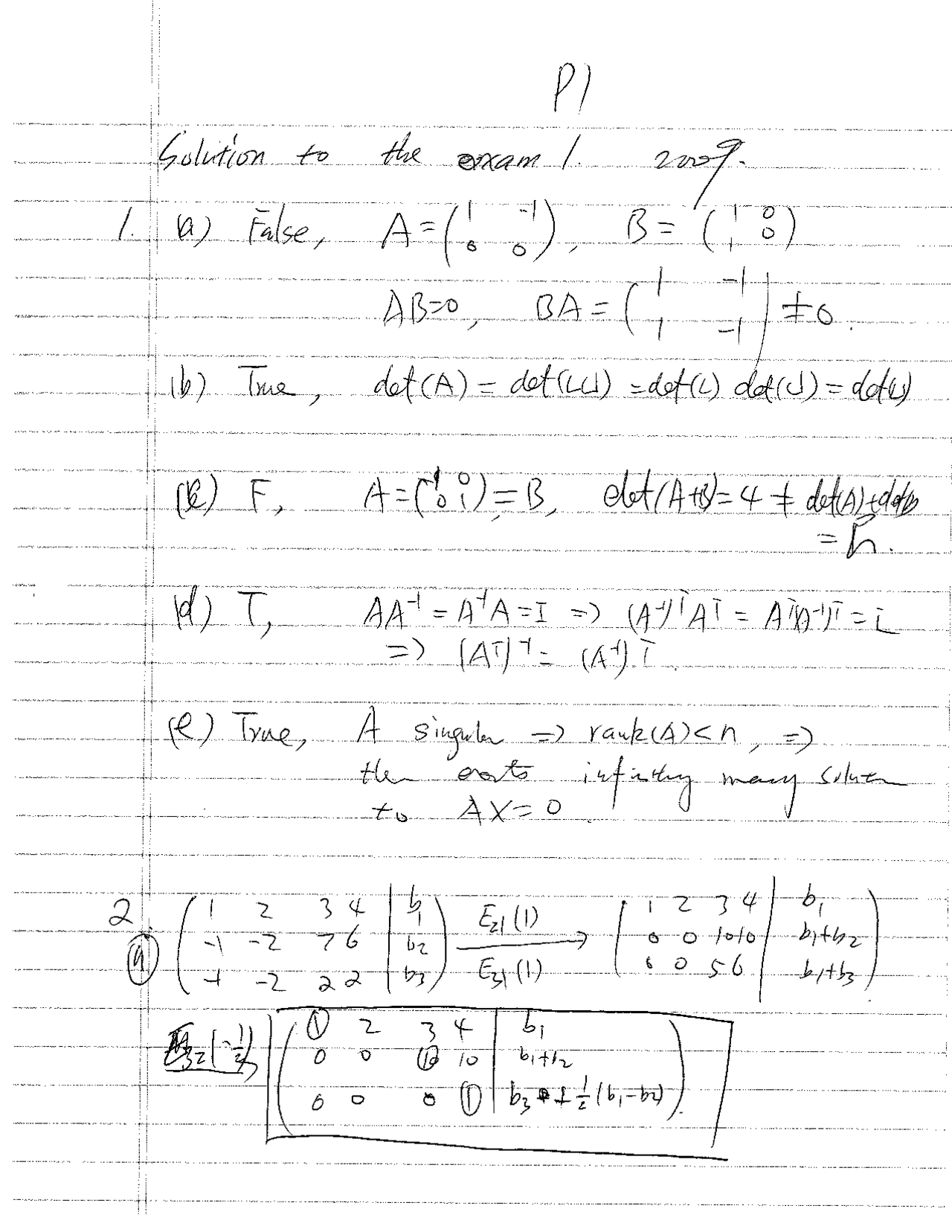 Decomposition Matrix Methods Solved Exam Docsity