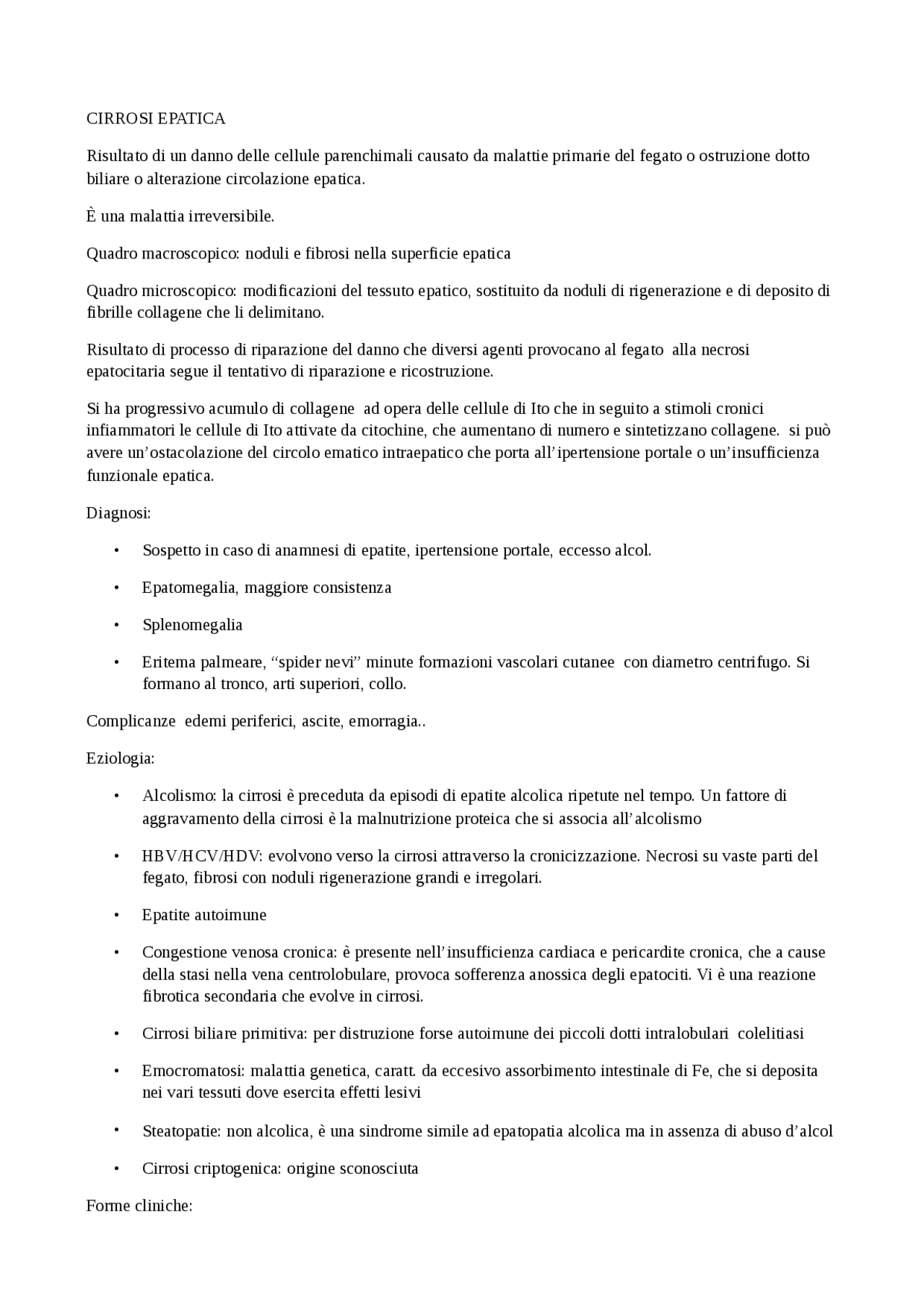 Cirrosi Epatica Docsity