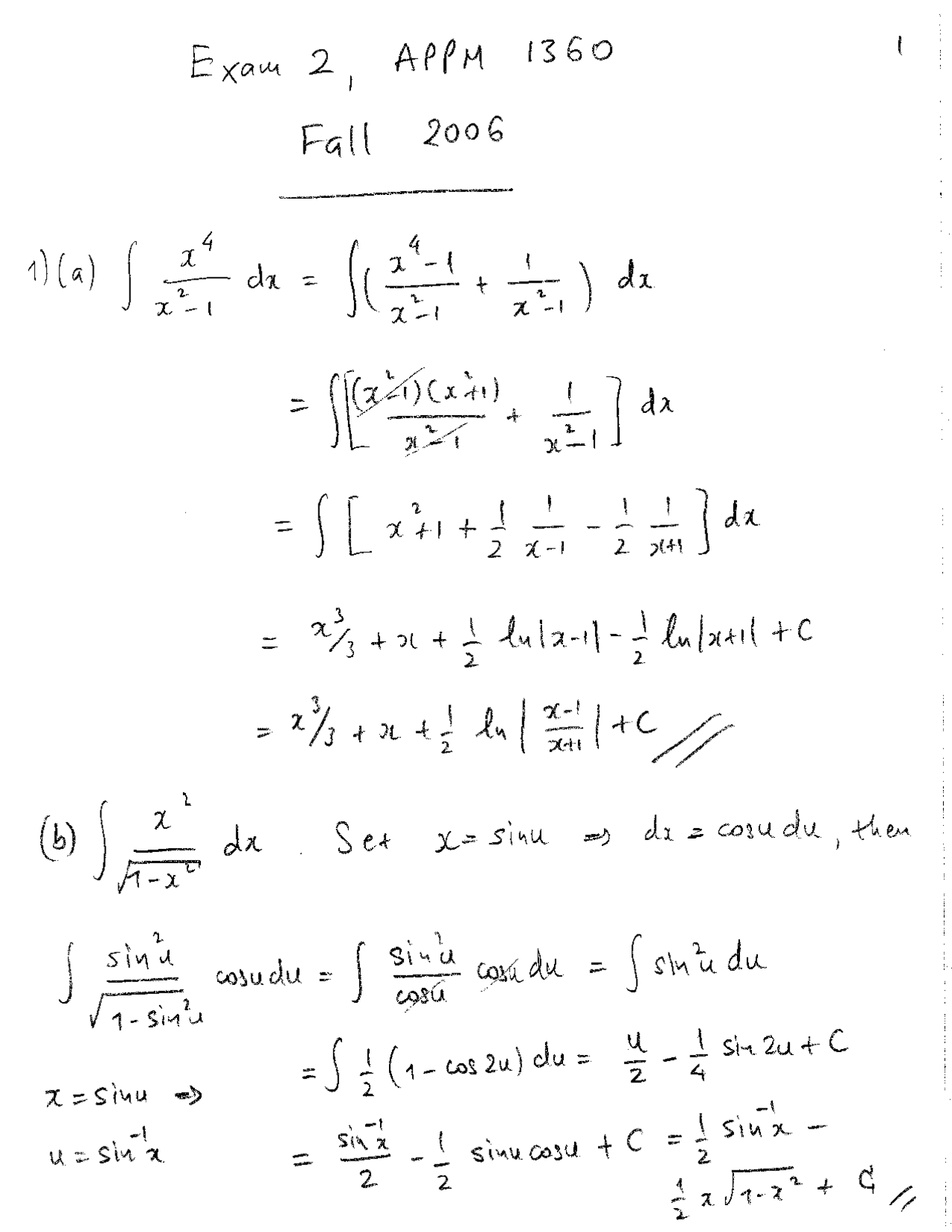 Partial Fraction Calculus Two Solved Exam Docsity
