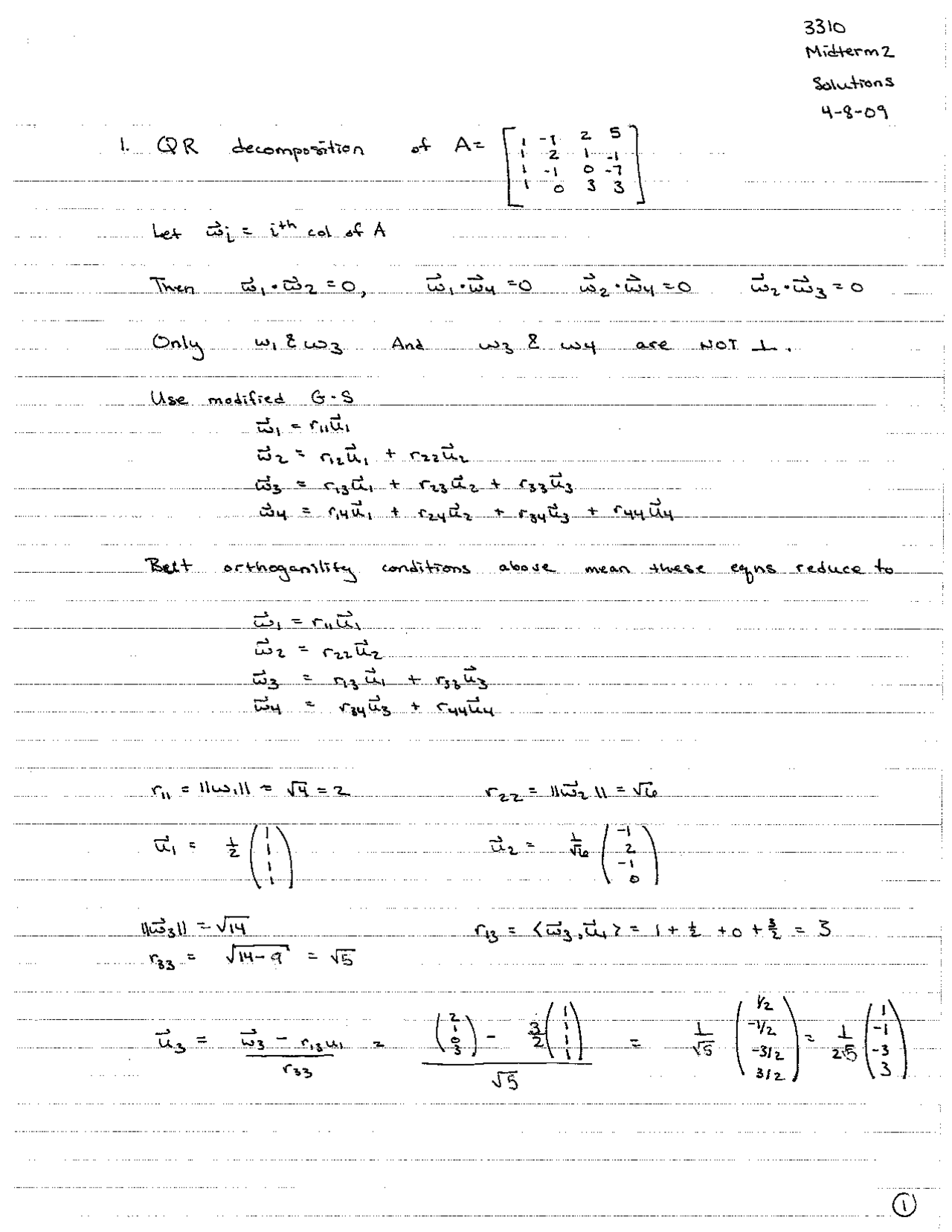 Basis for Coker - Matrix Methods - Solved Exam - Docsity