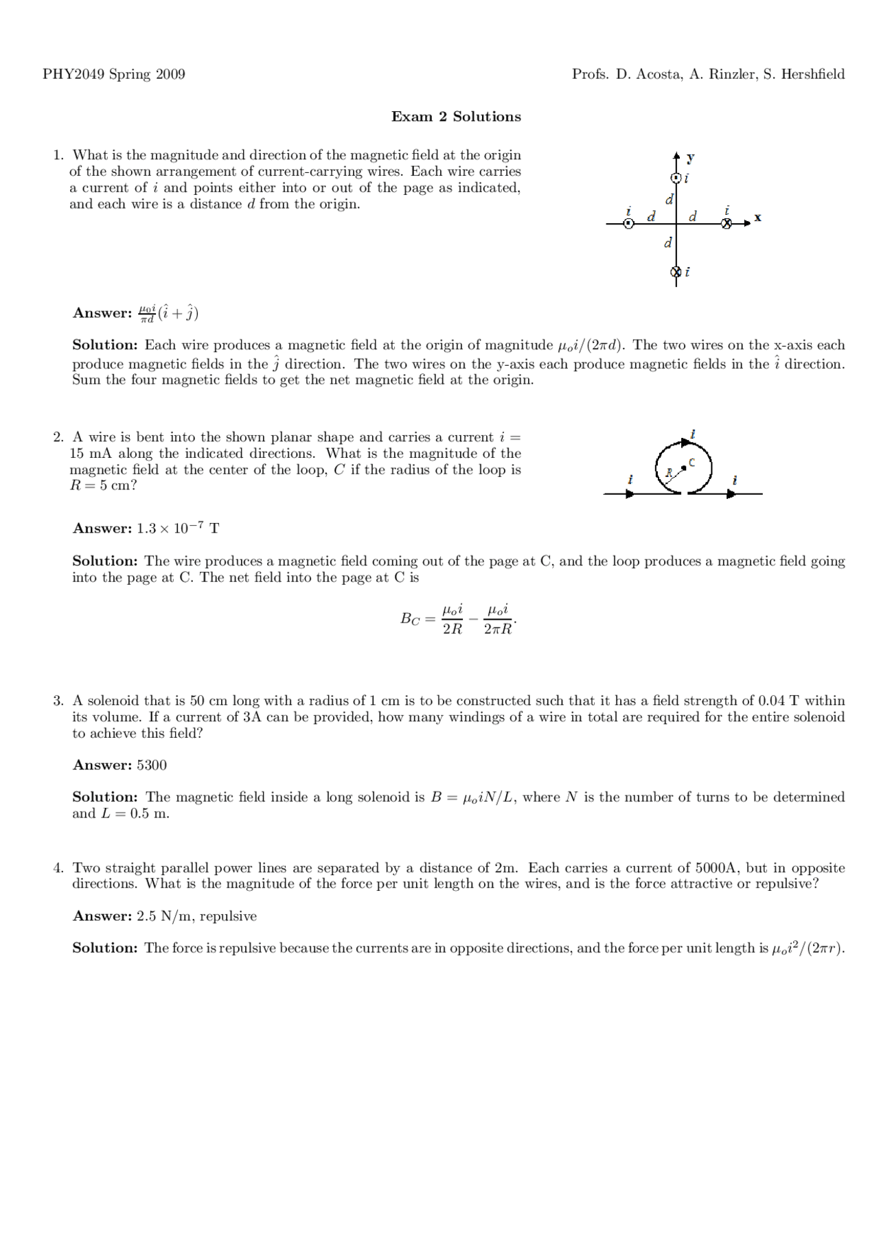 Direction of Magnetic Field - Physics with Calculus - Solved Exam ...