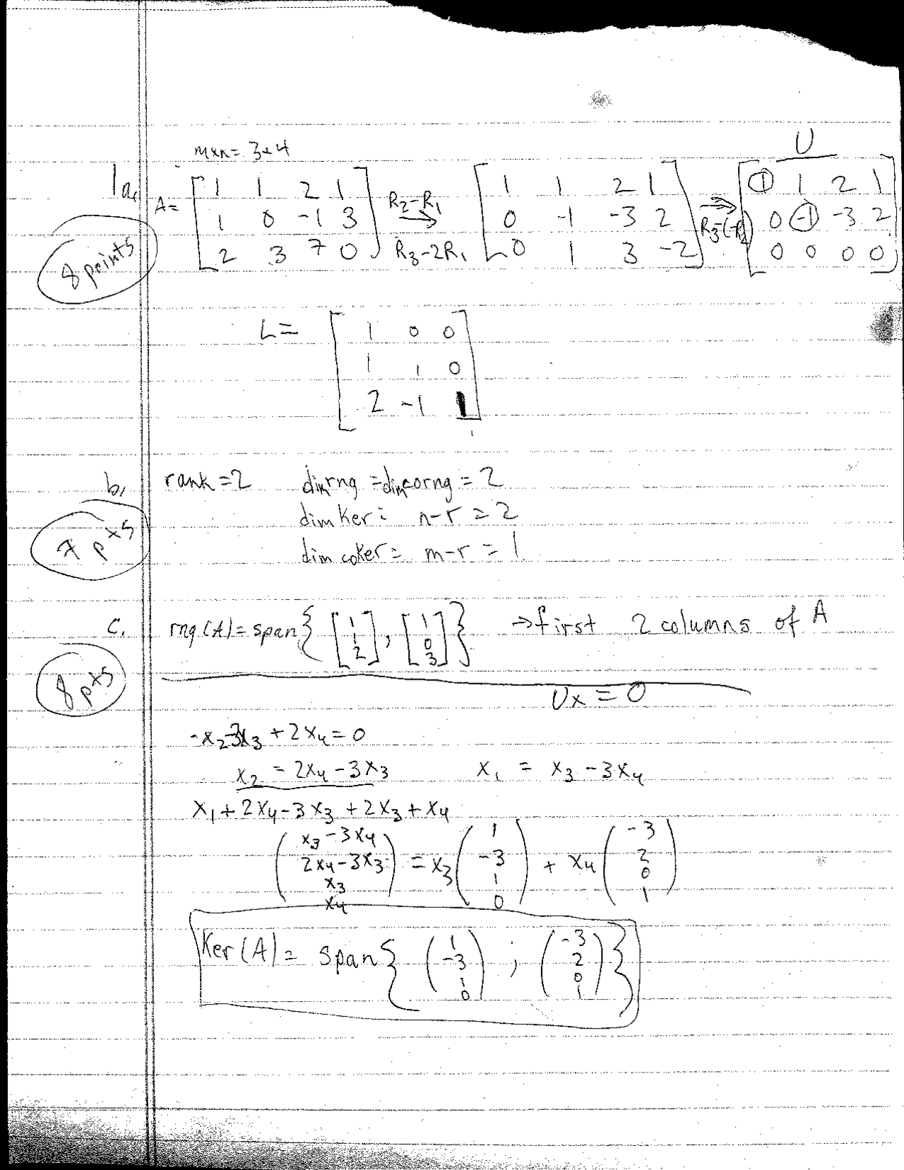 Back Substitution Matrix Methods Solved Exam Docsity