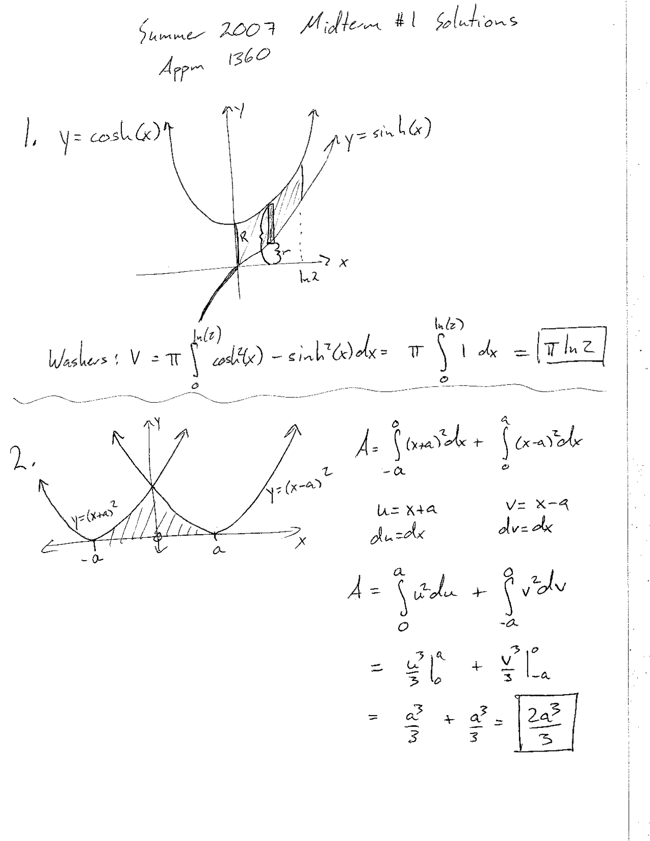 Volume Obtained Calculus Two Solved Exam Docsity