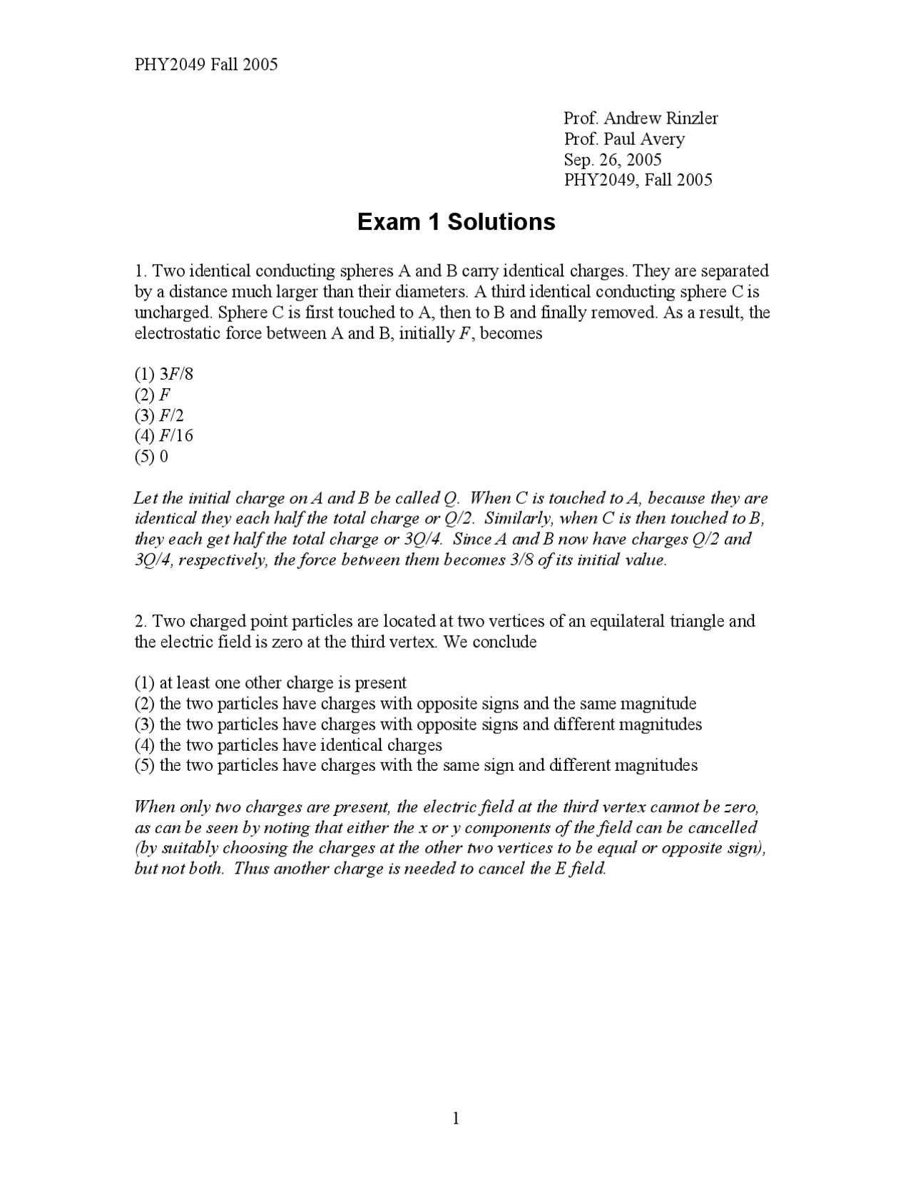 Identical Conducting Spheres Physics With Calculus Solved Exam