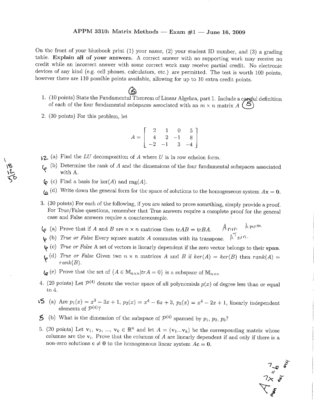Forward And Back Matrix Methods Solved Exam Docsity
