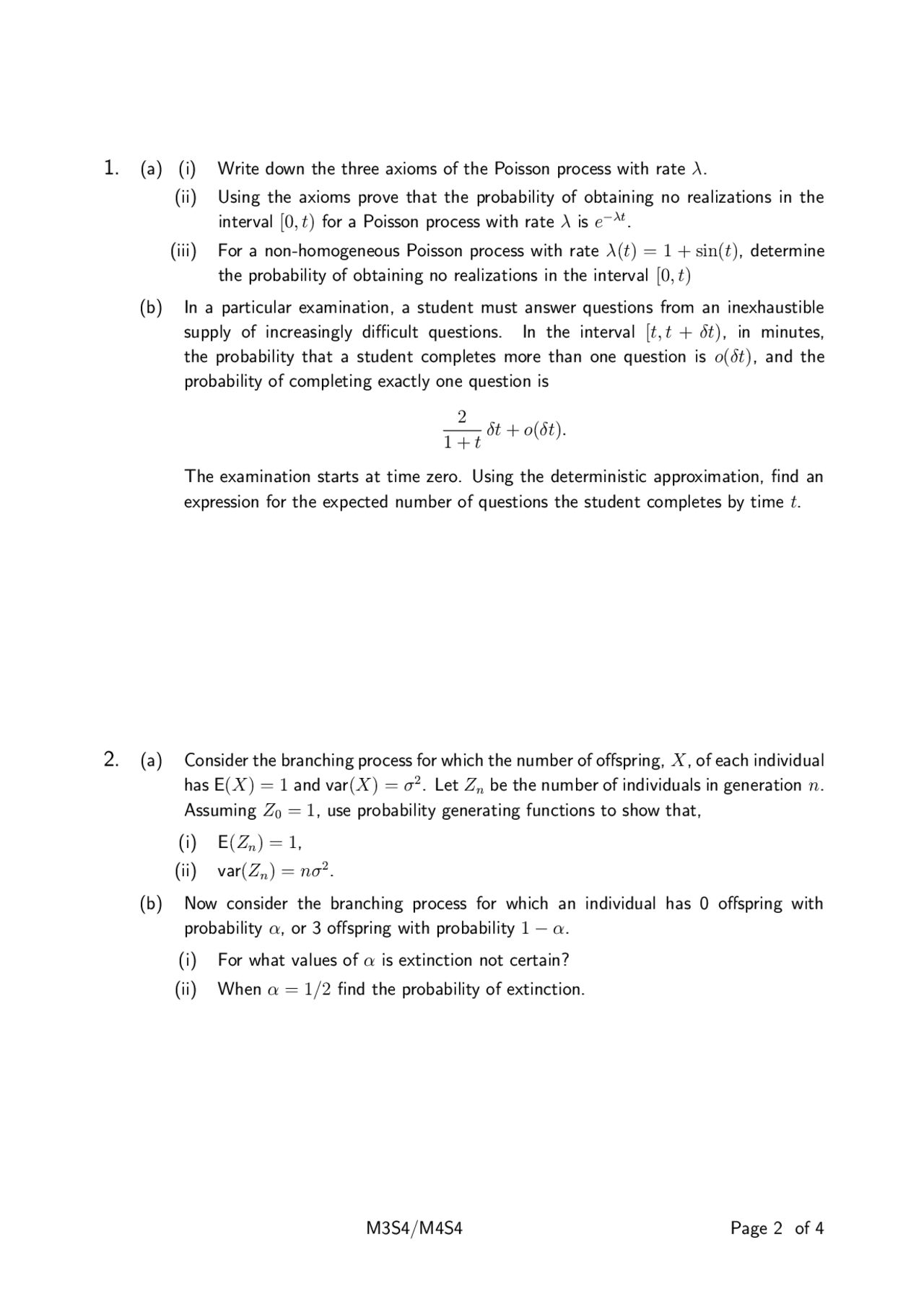 Poisson Process Mathematics Exam Docsity