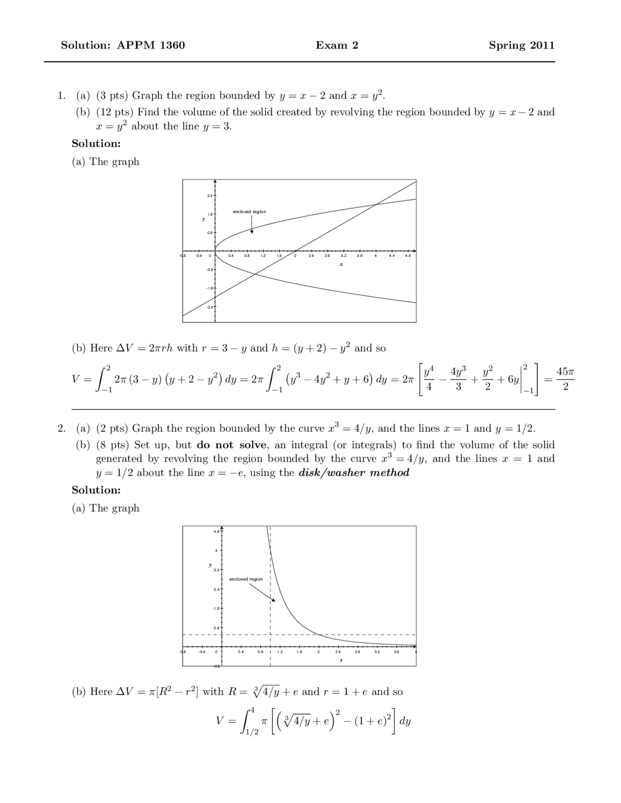 Region Bounded Calculus Two Solved Exam Docsity