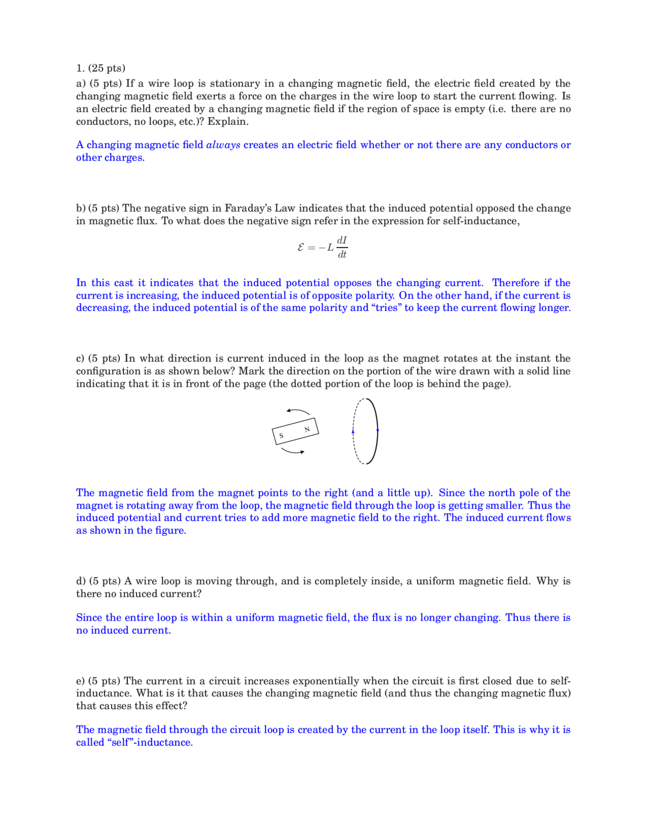 Changing Magnetic Field - General Physics - Solved Past Paper - Docsity