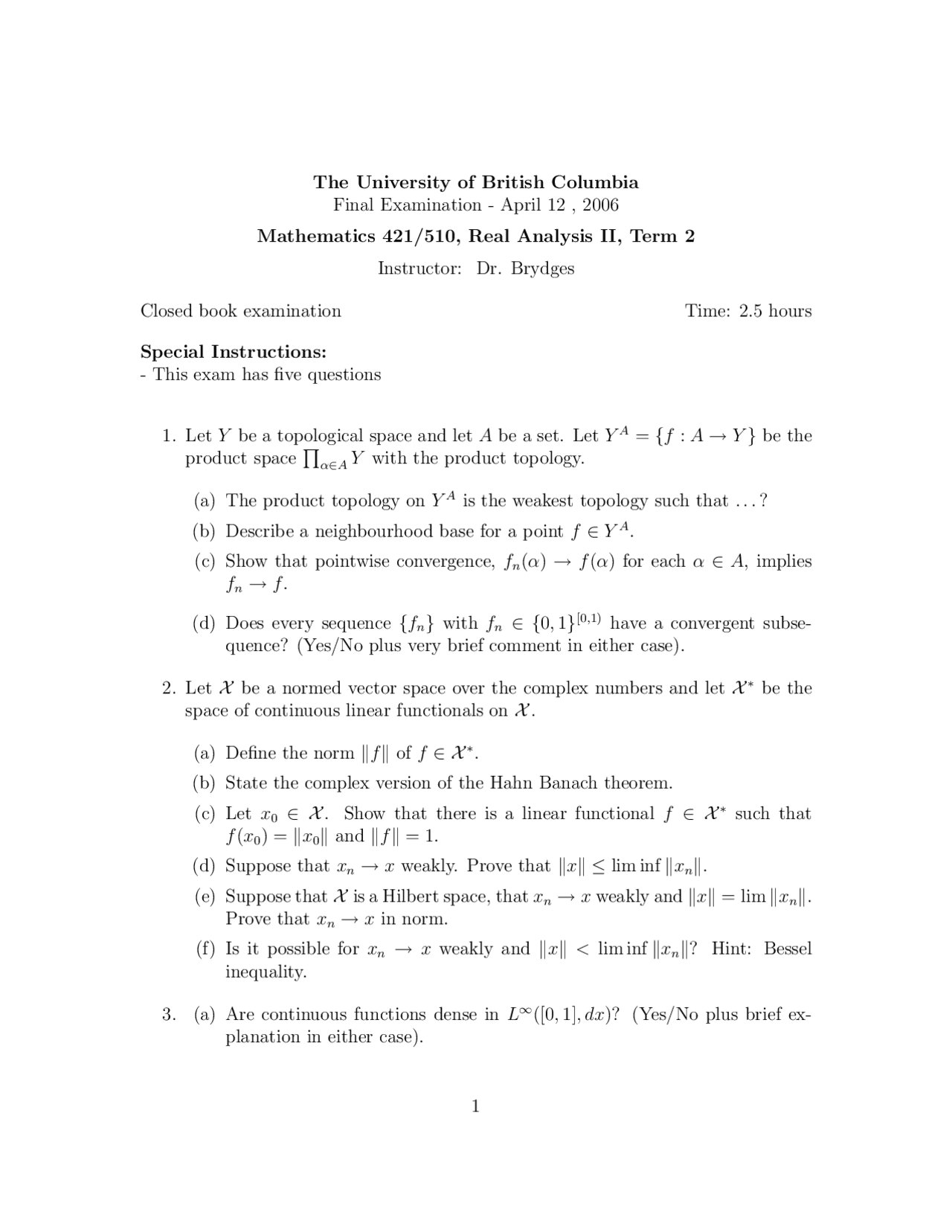 Pointwise Convergence Real Analysis Exam Docsity
