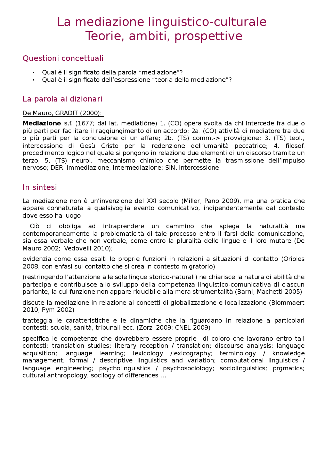 Teoria Della Mediazione Slides Docsity