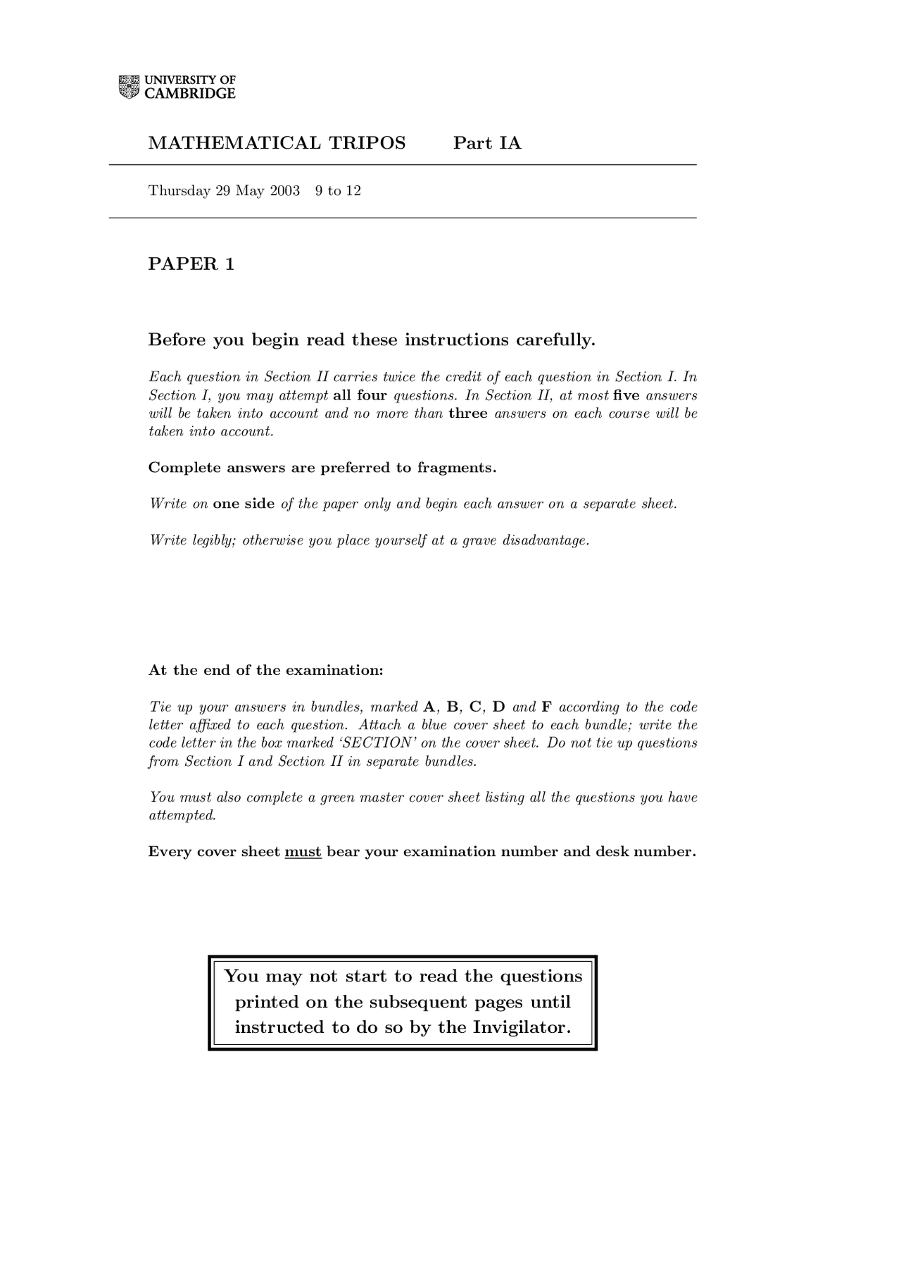 University Mathematics Exam: Algebra, Geometry, and Analysis | Exams ...