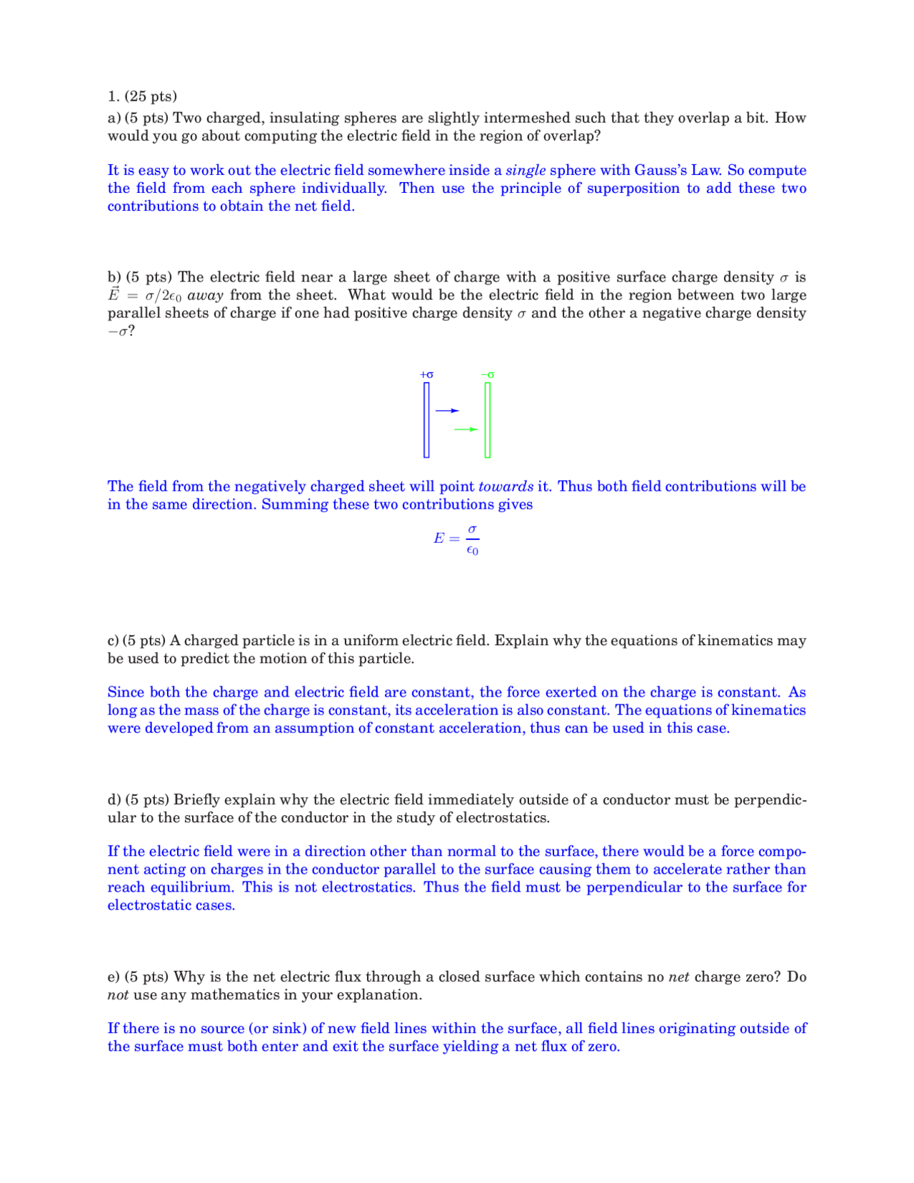 Computing Electric Field General Physics Solved Past Paper Docsity
