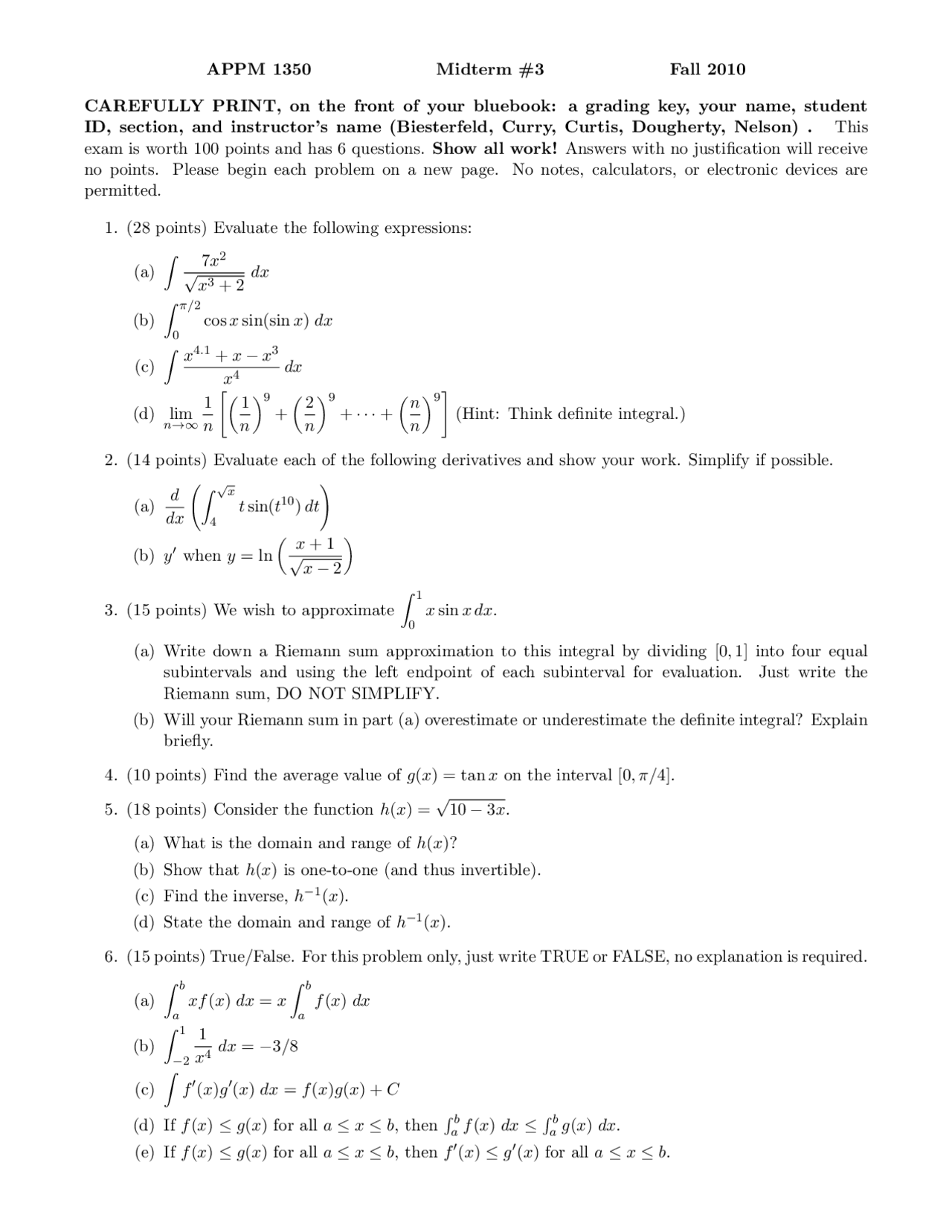 Riemann Sum Calculus One For Engineers Exam Docsity