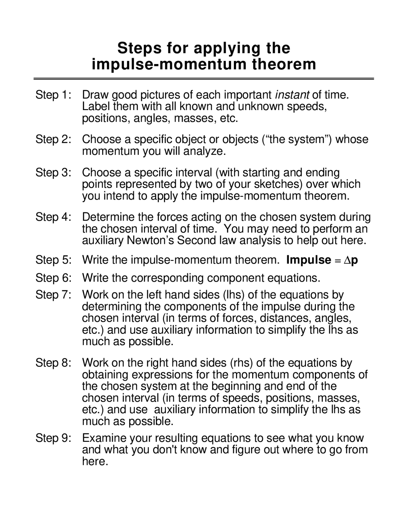 Impulse Momentum Theorem General Physics Solved Past Paper Docsity