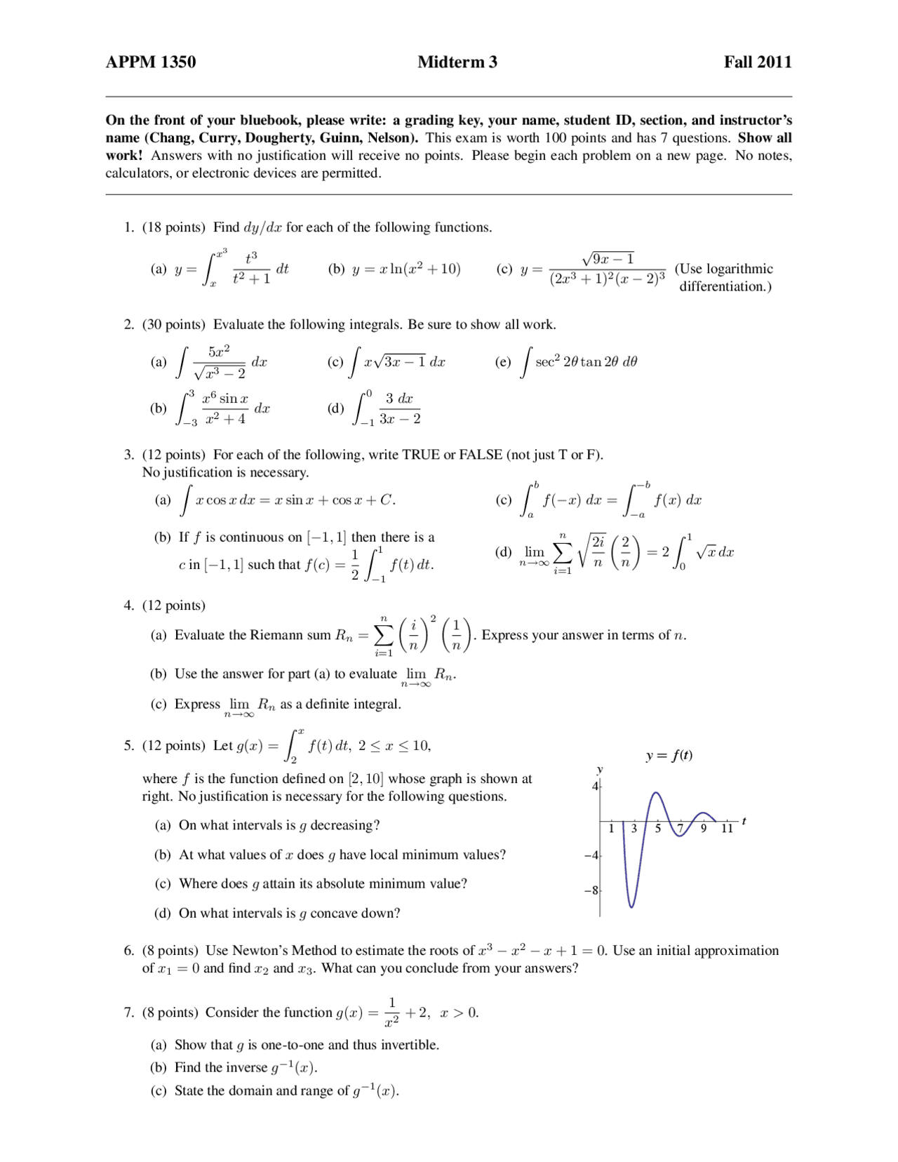 Continuous Calculus One For Engineers Exam Docsity