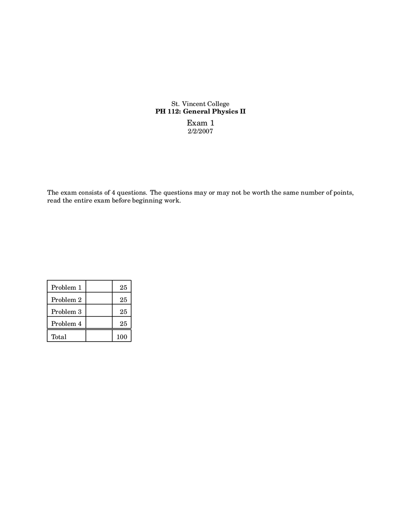 Positive Charge Density - General Physics - Past Paper - Docsity