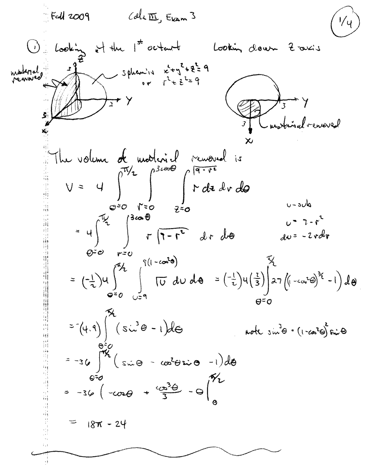 Volume Of Material Calculus Three Solved Exam Docsity