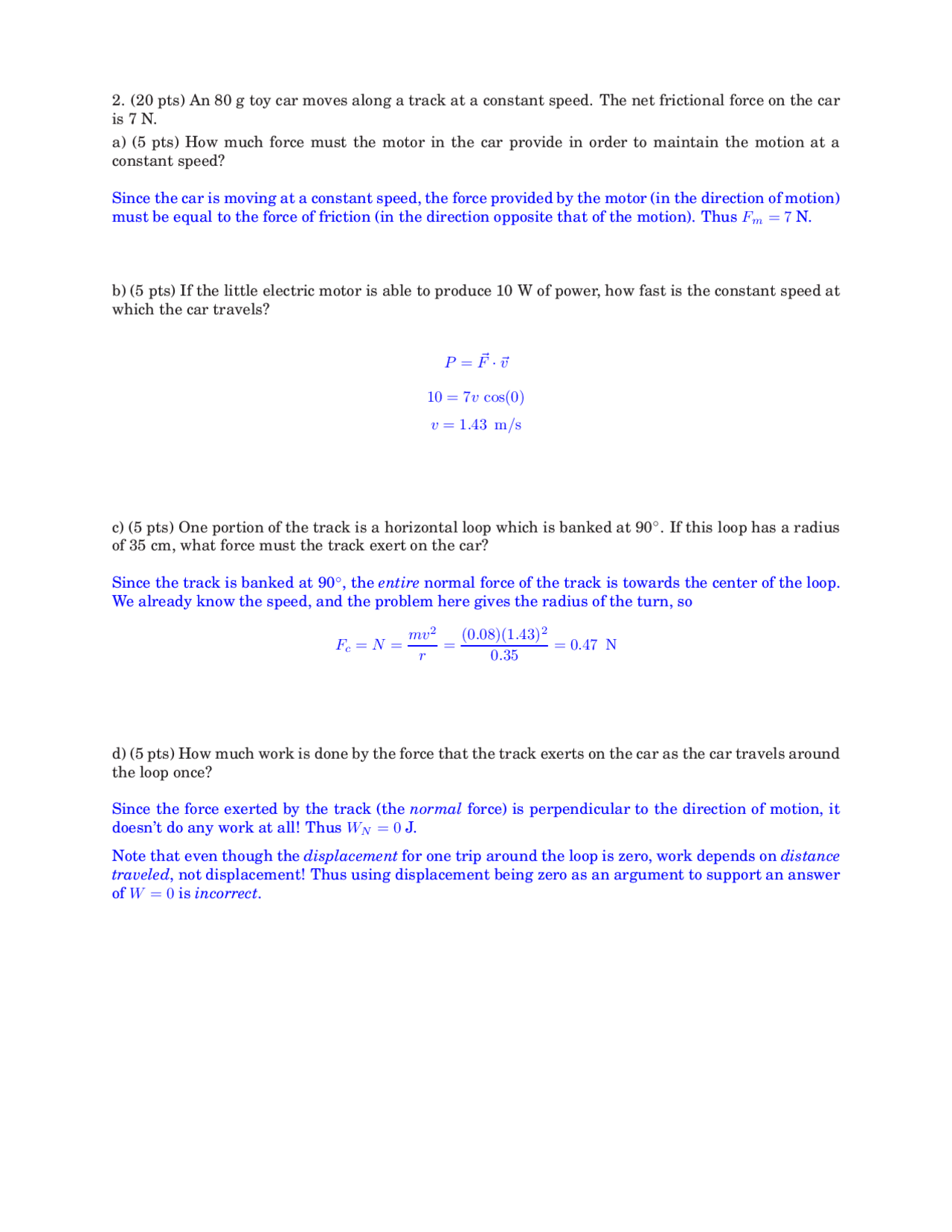 Constant Speed General Physics Solved Past Paper Docsity