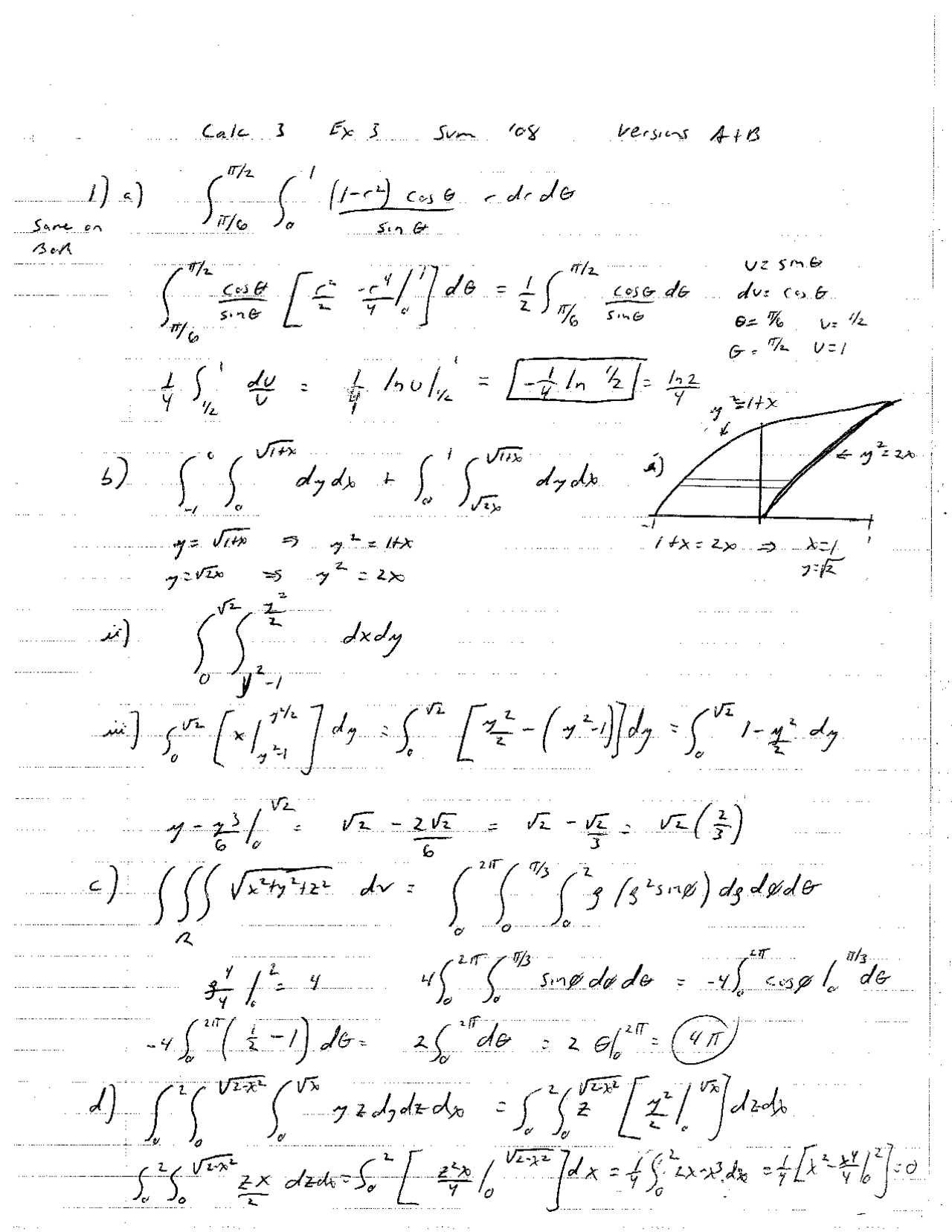 Integration - Calculus Three - Solved Exam | Exams Advanced Calculus ...