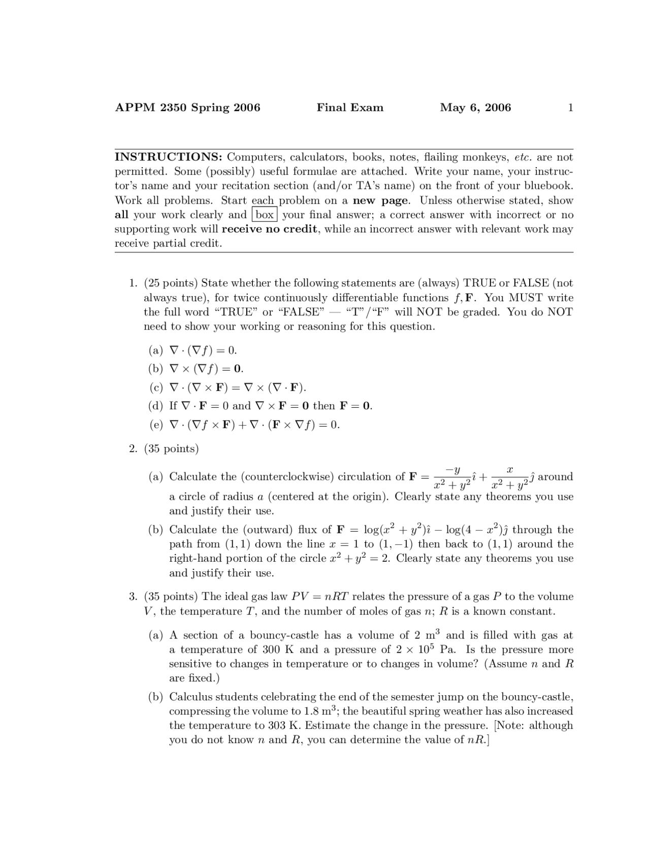 Continuously Differentiable Functions Calculus Three Exam Docsity