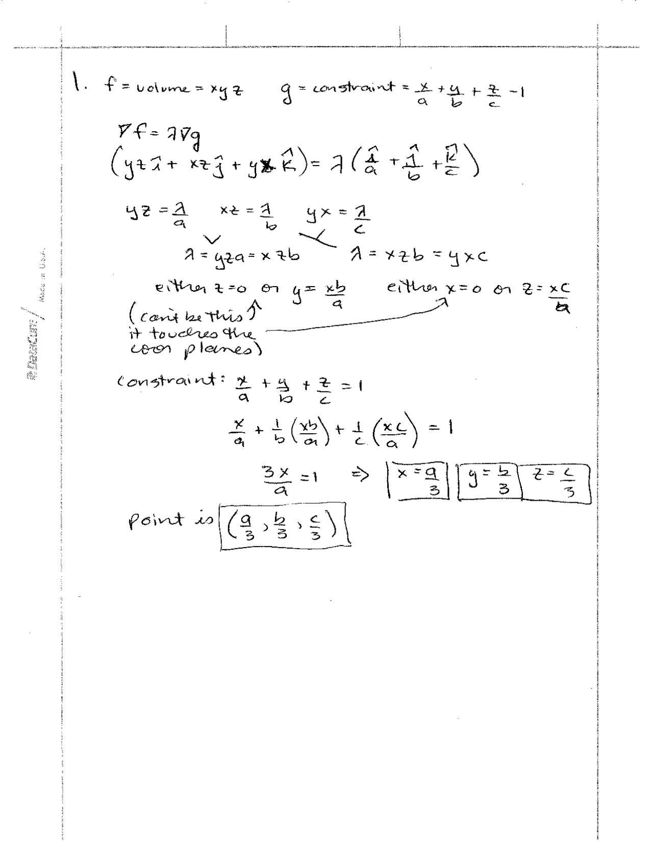 Rectangular Box - Calculus Three - Solved Exam - Docsity