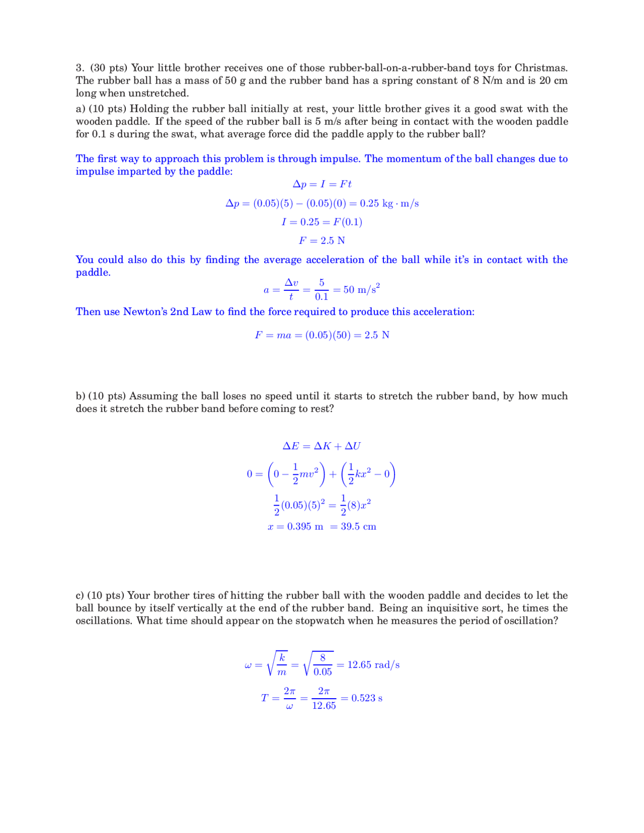 Average Acceleration General Physics Solved Past Paper Docsity