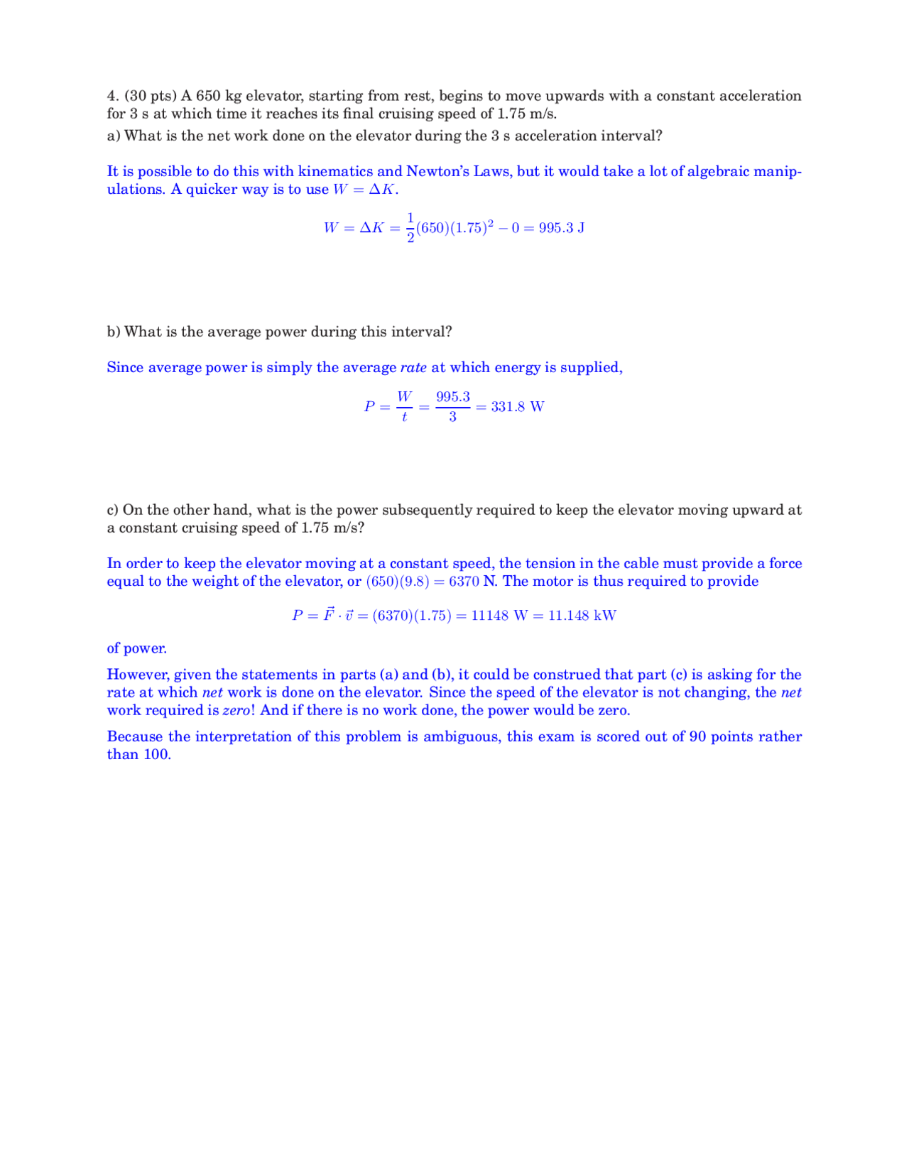 Net Work Done General Physics Solved Past Paper Docsity