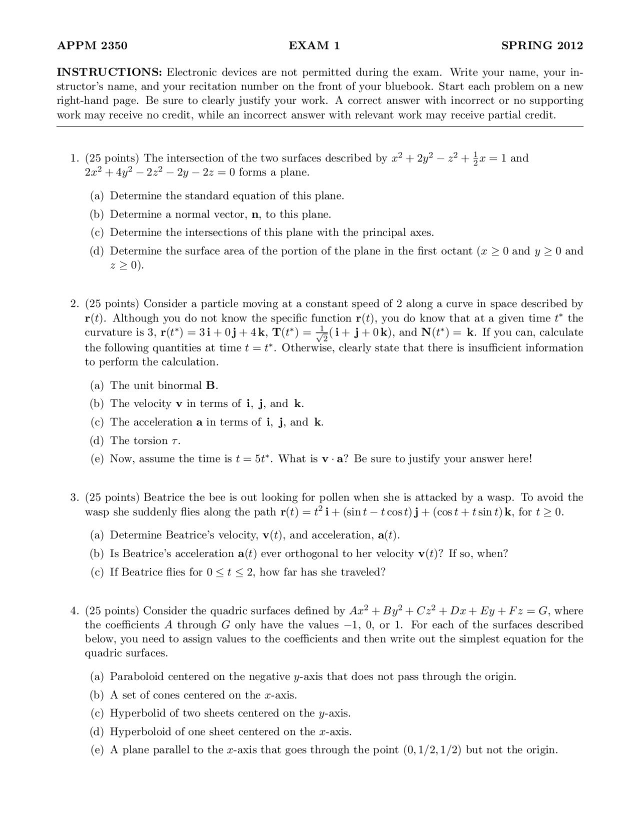 Standard Equation Calculus Three Exam Docsity standard-equation-calculus-three-exam-docsity
