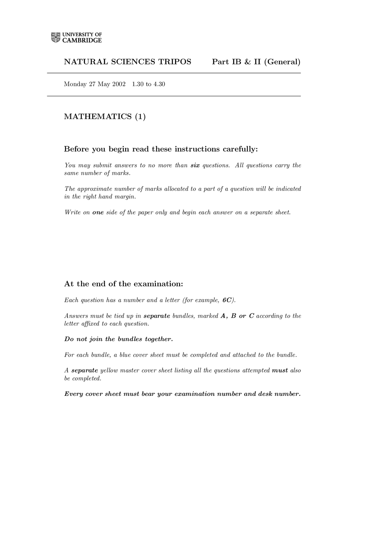 Cartesian Coordinates Mathematics With Natural Sciences Exam Docsity