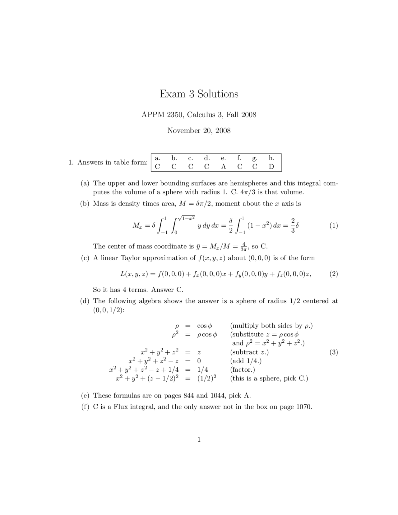 Triple Integrals Calculus Three Solved Exam Docsity